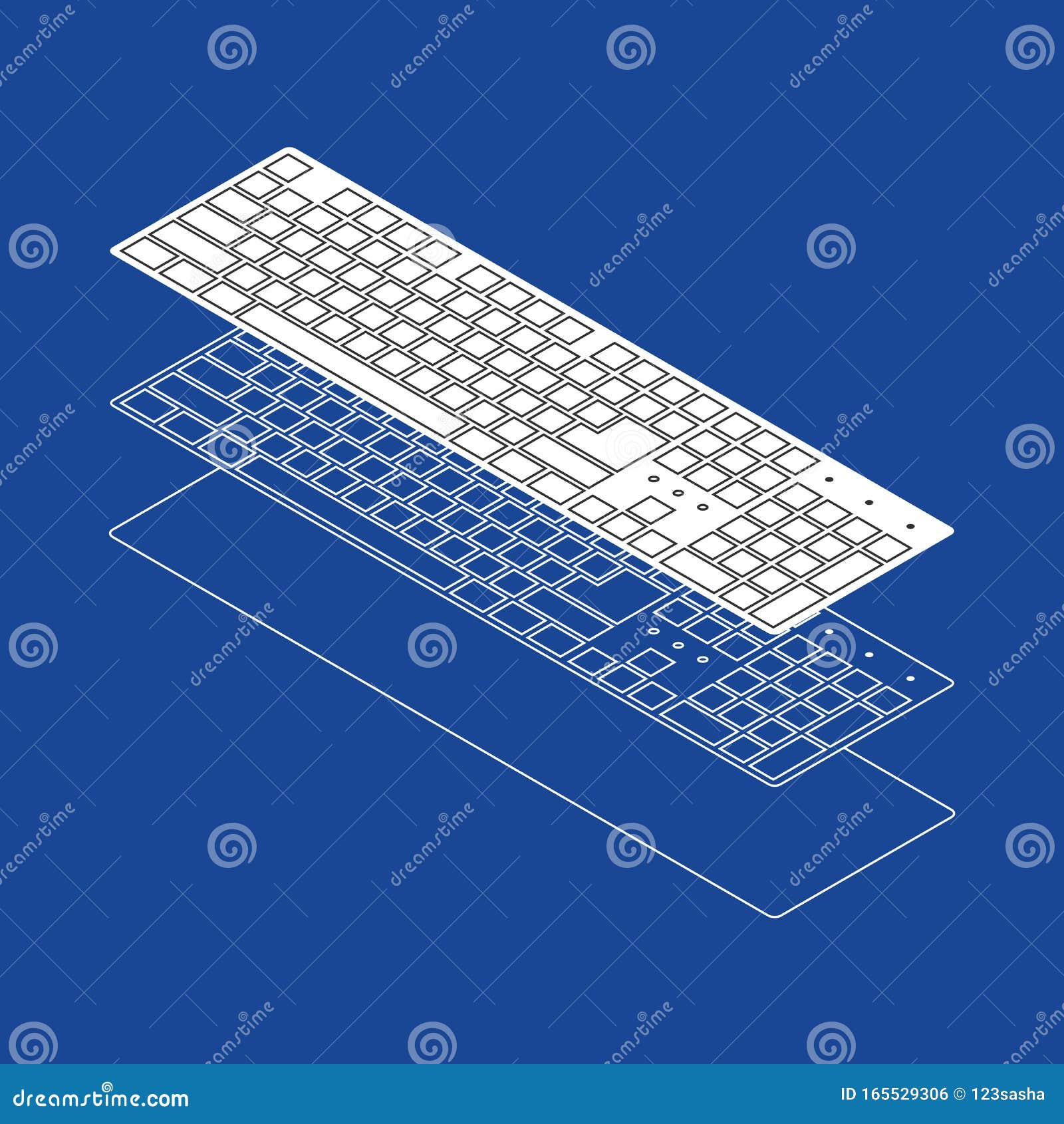 Isometric Vector Keyboards On The Blue Background | CartoonDealer.com ...