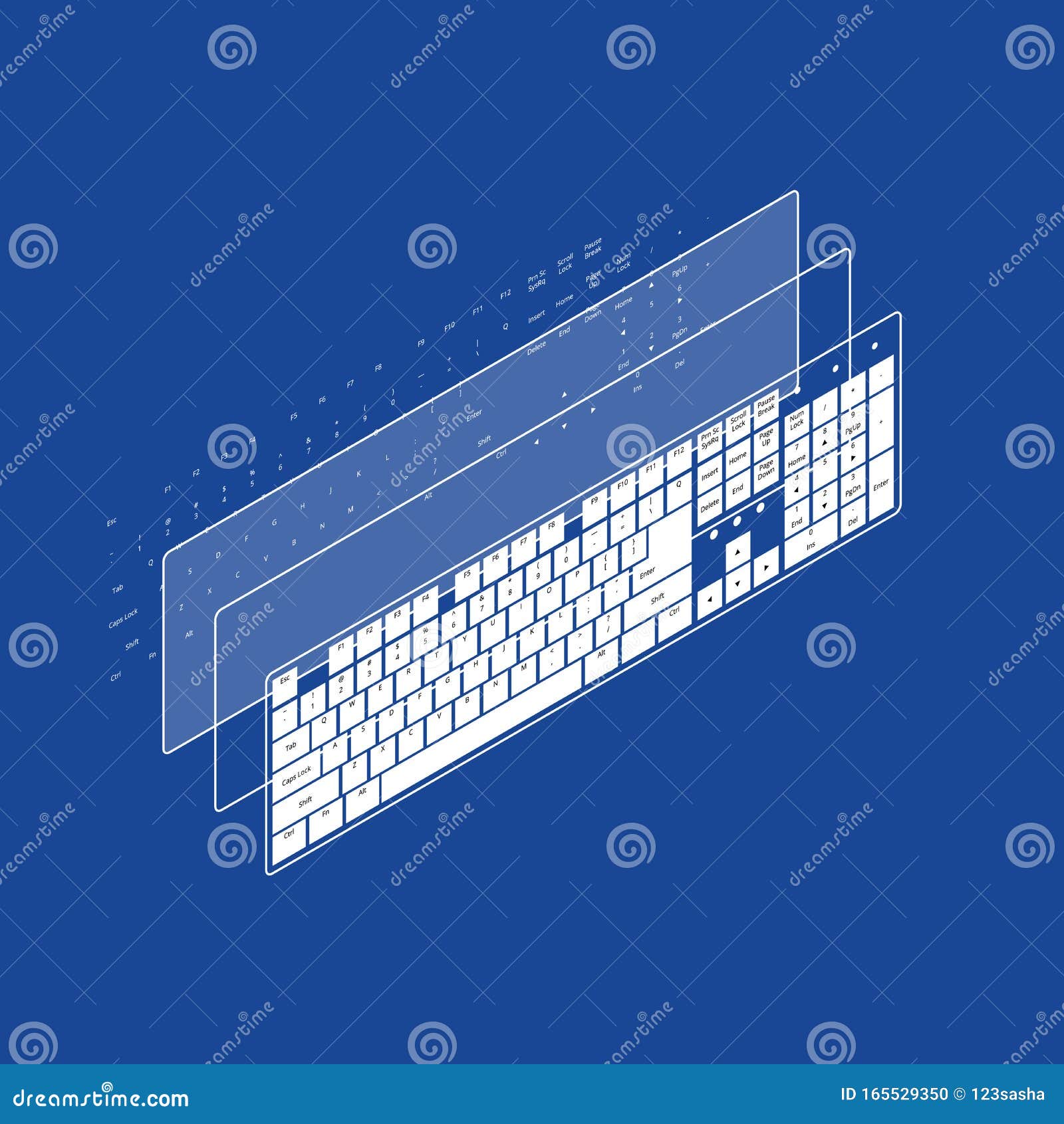 Isometric Vector Keyboards on the Blue Background Stock Vector ...