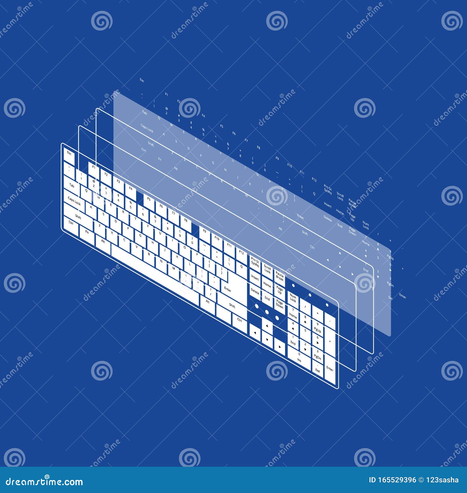 Isometric Vector Keyboards on the Blue Background Stock Vector ...