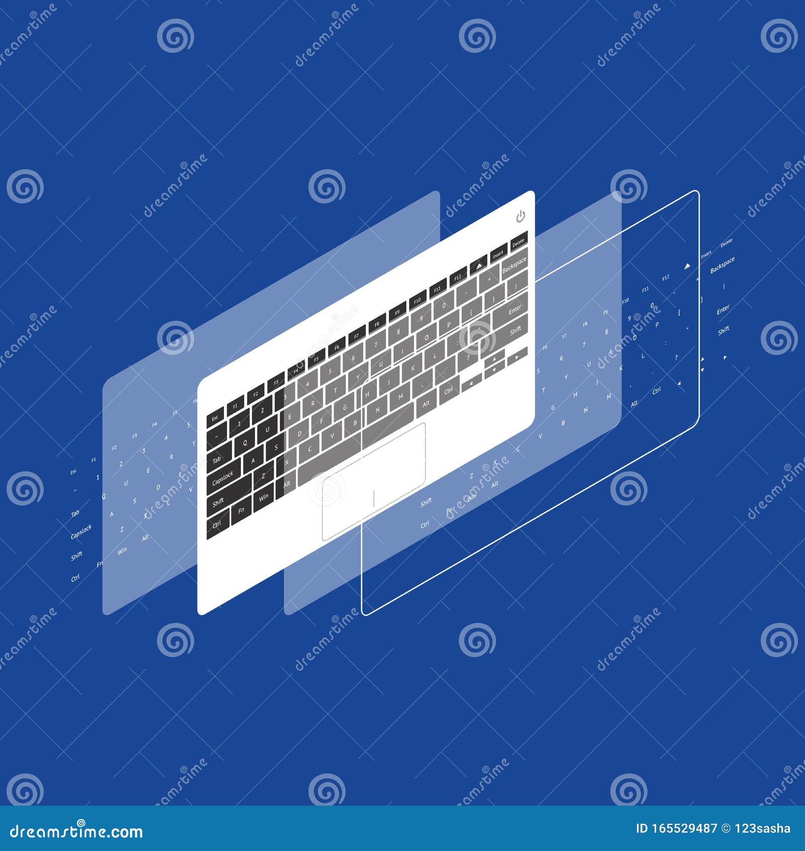 Isometric Vector Keyboards on the Blue Background Stock Vector ...