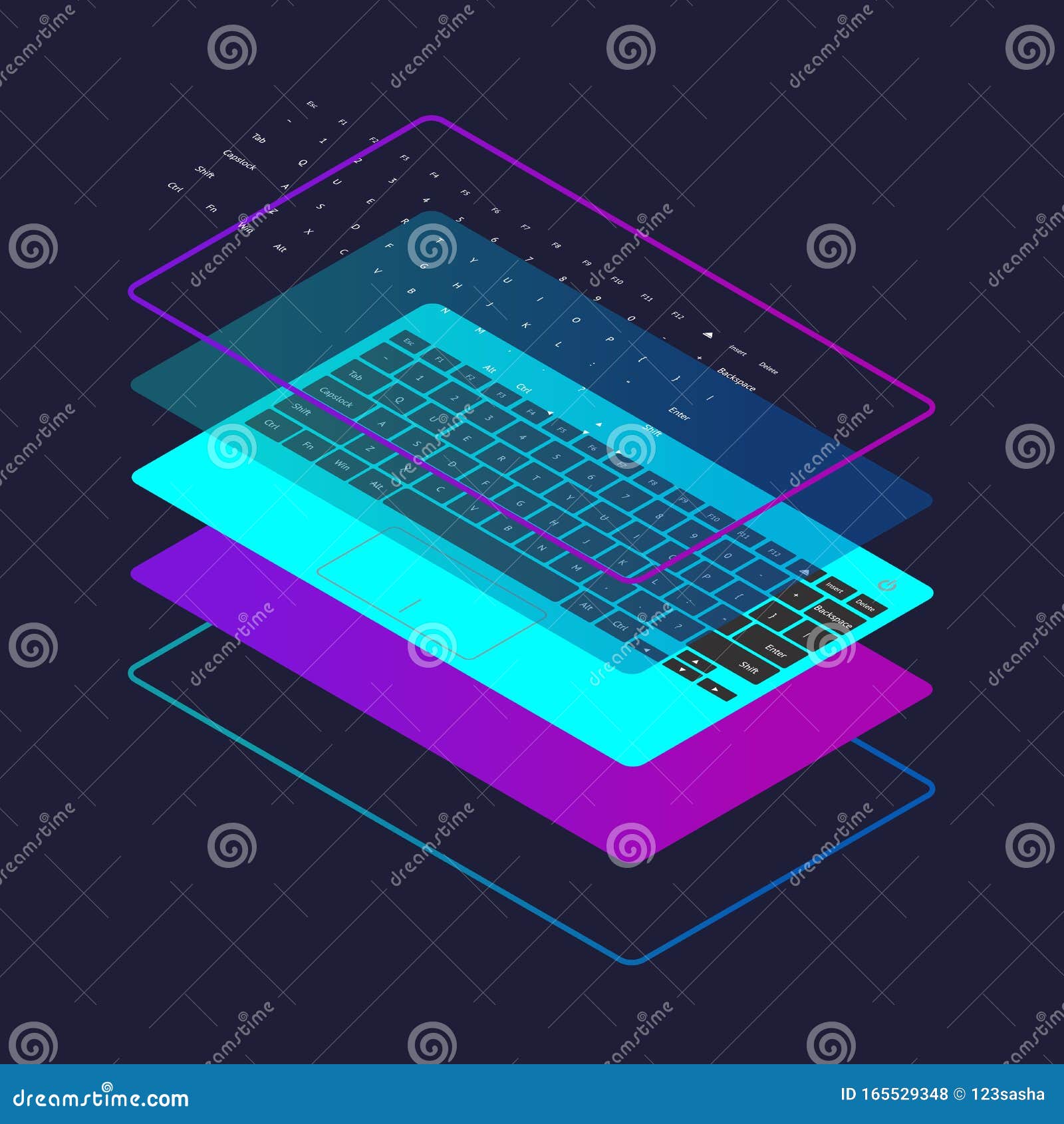 Isometric Vector Keyboards On The Blue Background | CartoonDealer.com ...