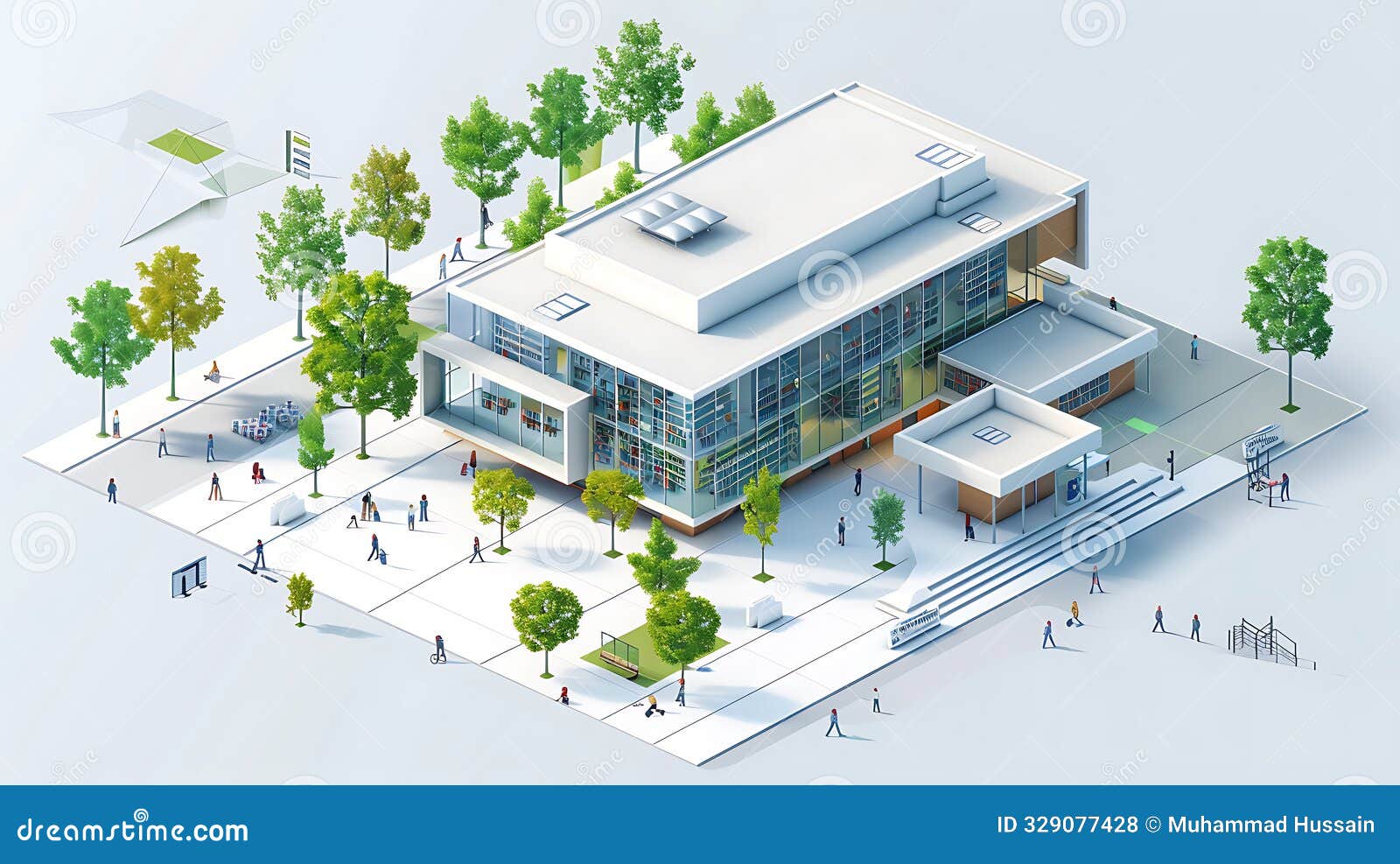 Isometric of a LEED-certified Library with Sustainable Building ...