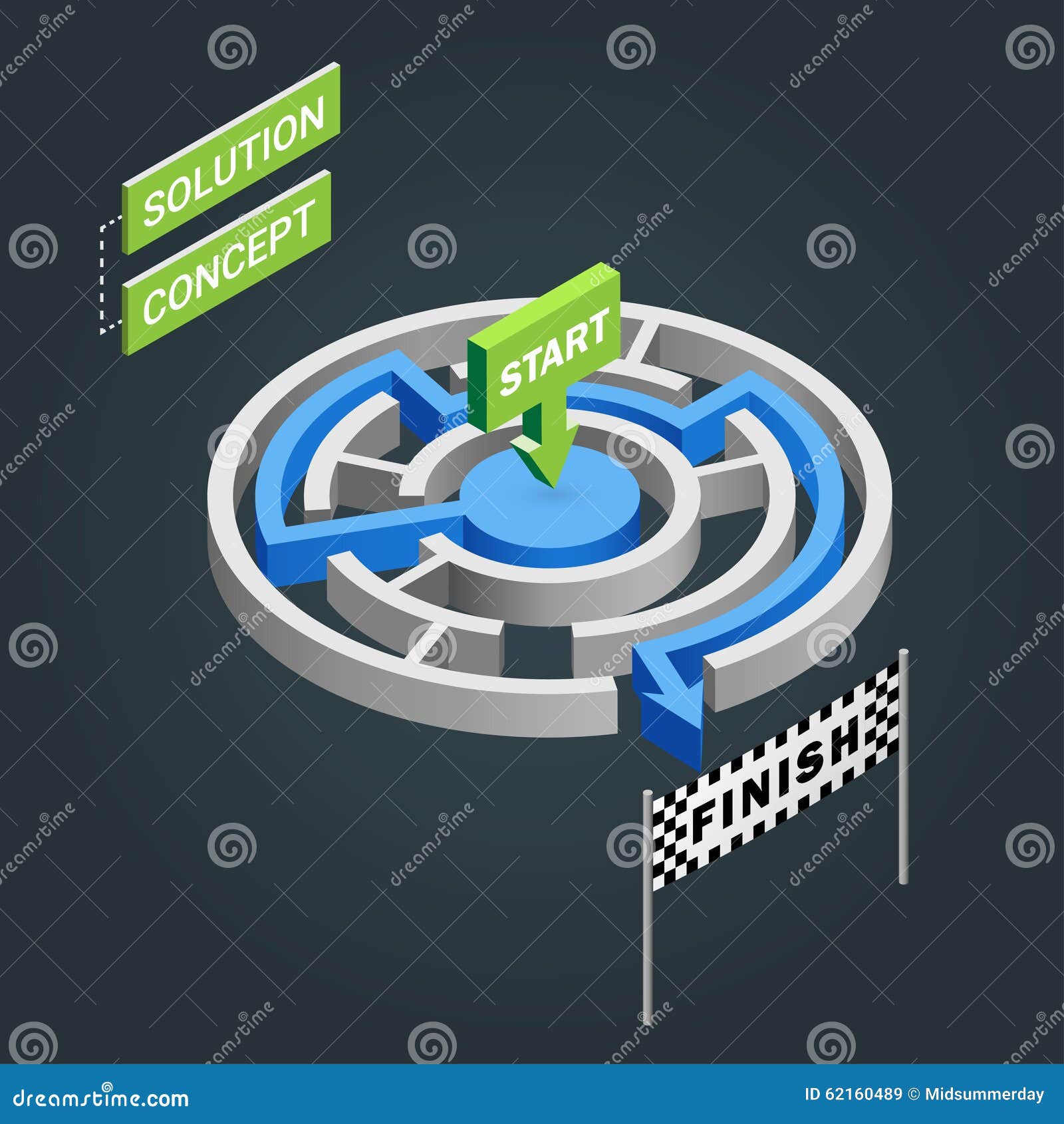 Isometric Vector Maze, Labyrinth Solution Concept. Stock Vector ...