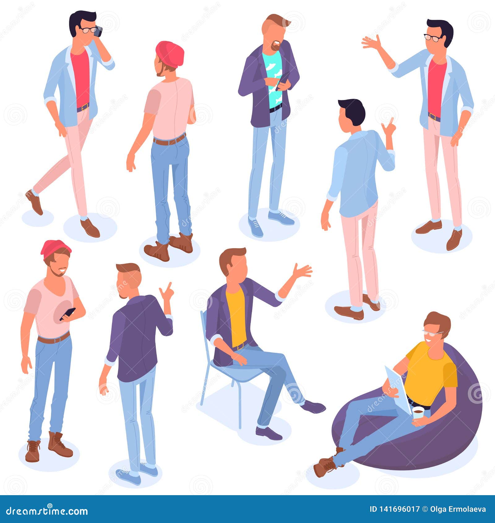 Isometric vector people stock vector. Illustration of hipster - 141696017