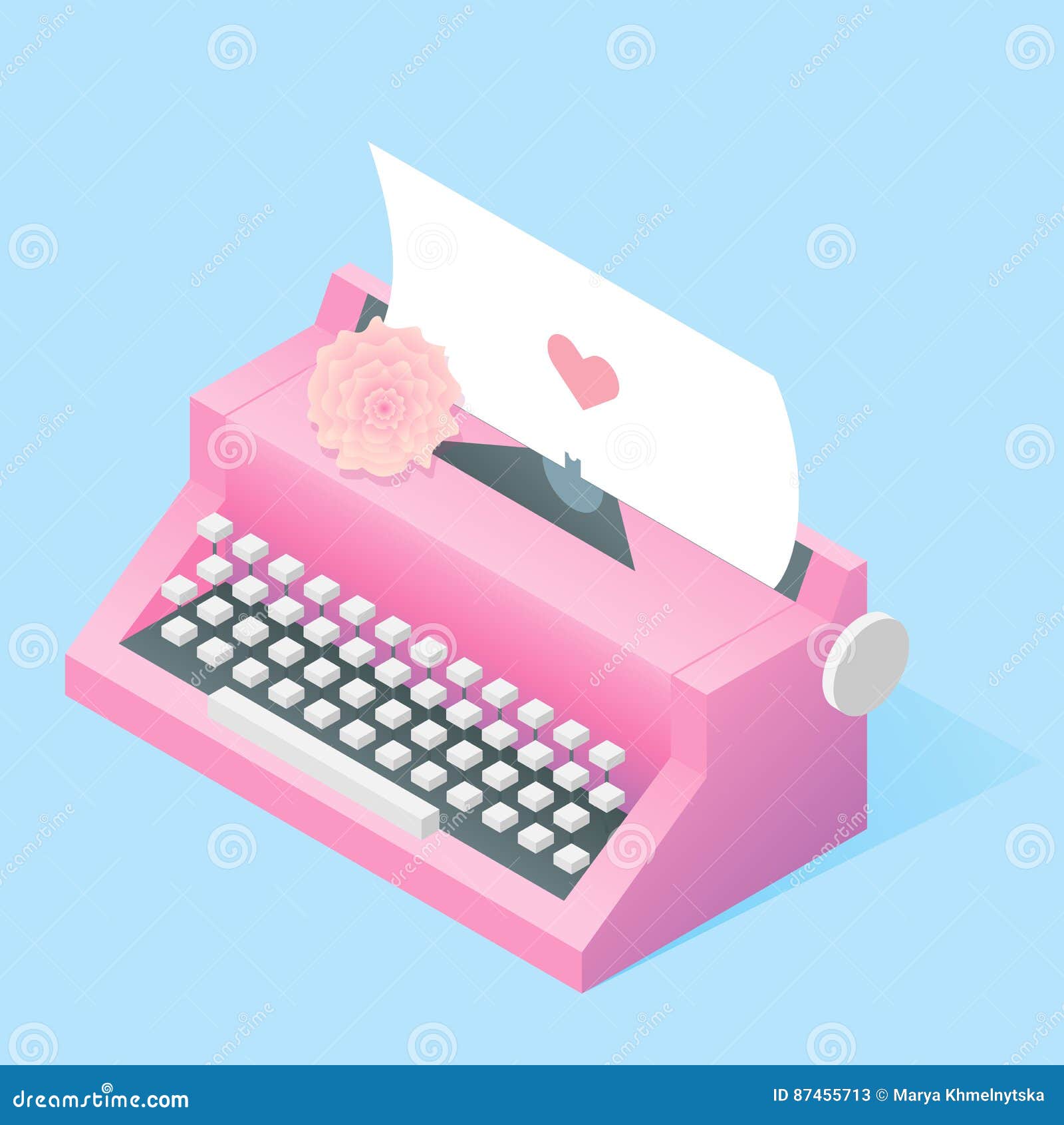 Isometric Vector Pink Typewriter Stock Vector - Illustration of ...