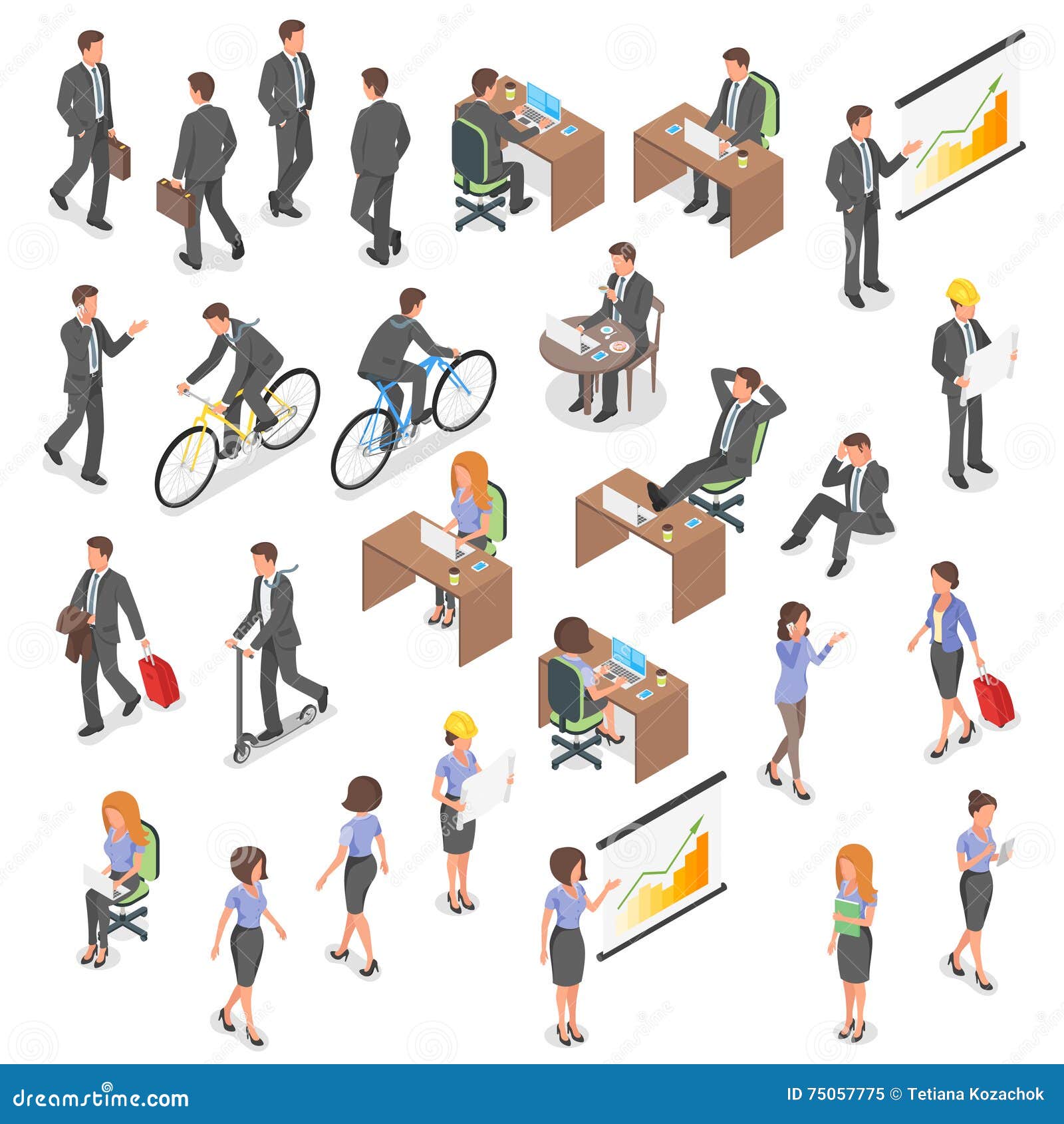 Isometric Vector Set of Business People. Stock Vector - Illustration of ...