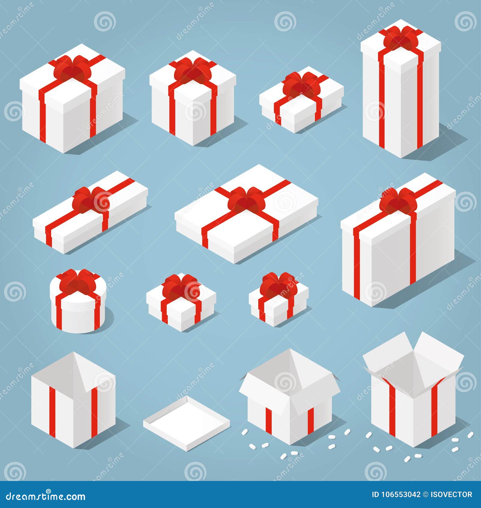 Isometric gift boxes set stock vector. Illustration of holiday - 106553042
