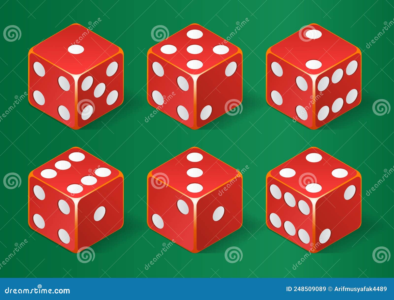 Isometric Vector Set of Red Dice Stock Vector - Illustration of money ...