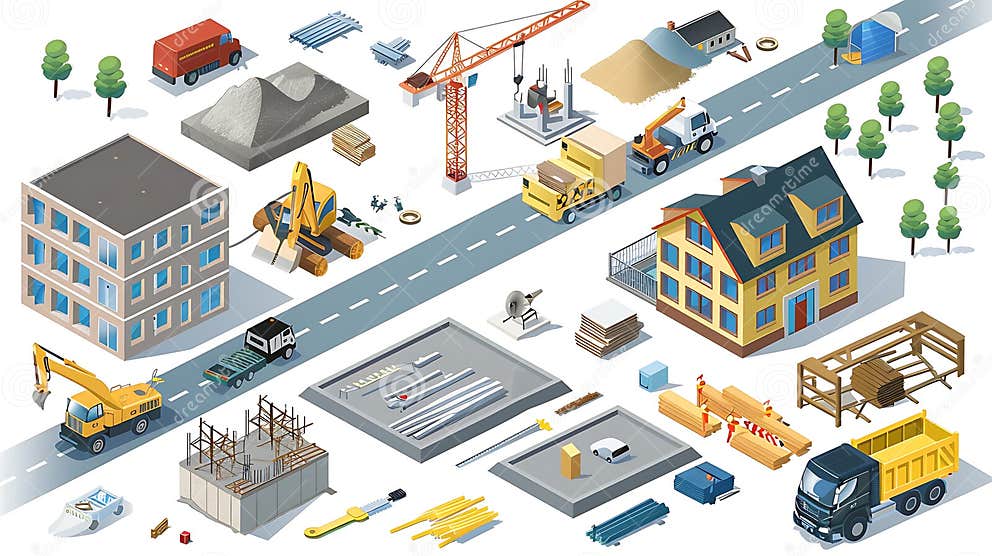Isometric Showing the Stages of Obtaining a Building Permit Stock ...