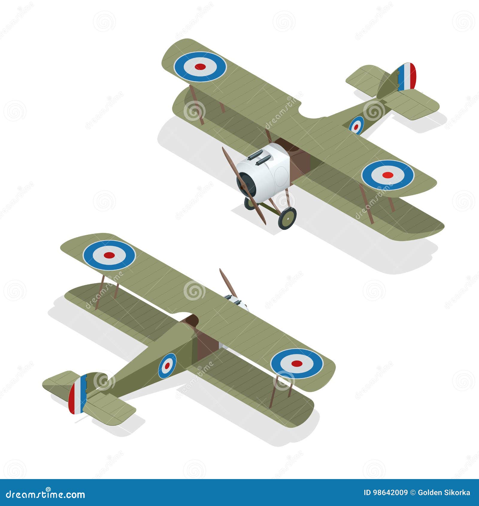 Isometric Vector Small Airplane or Old Biplane. Stock Vector ...