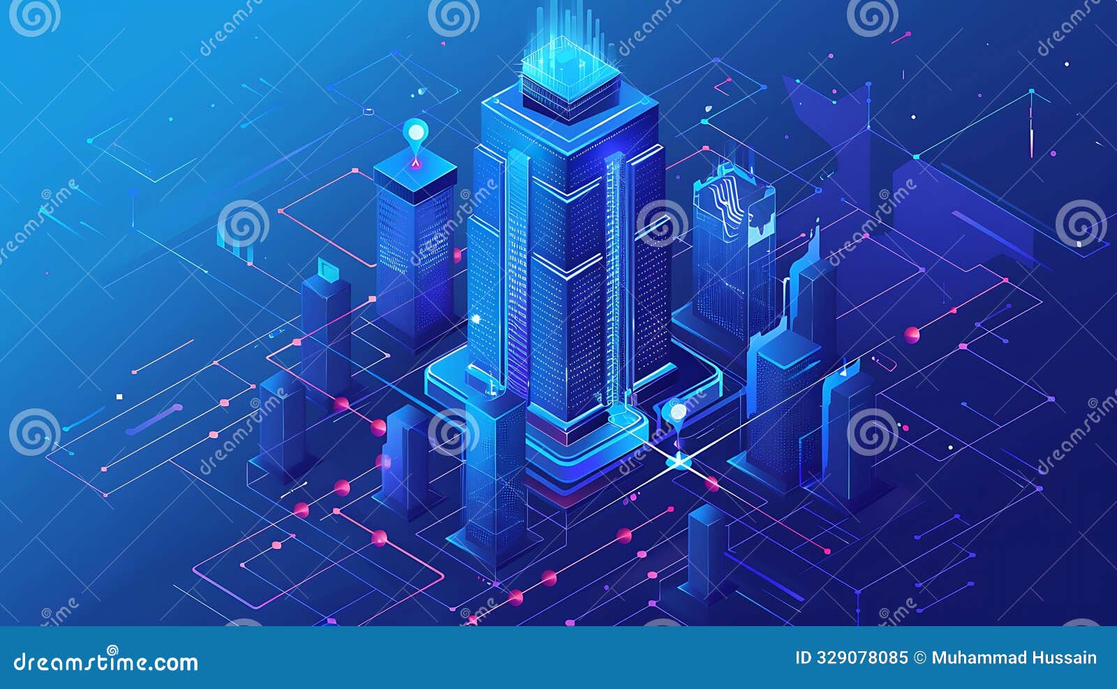 Isometric of a Smart City Skyscraper with Integrated Building ...