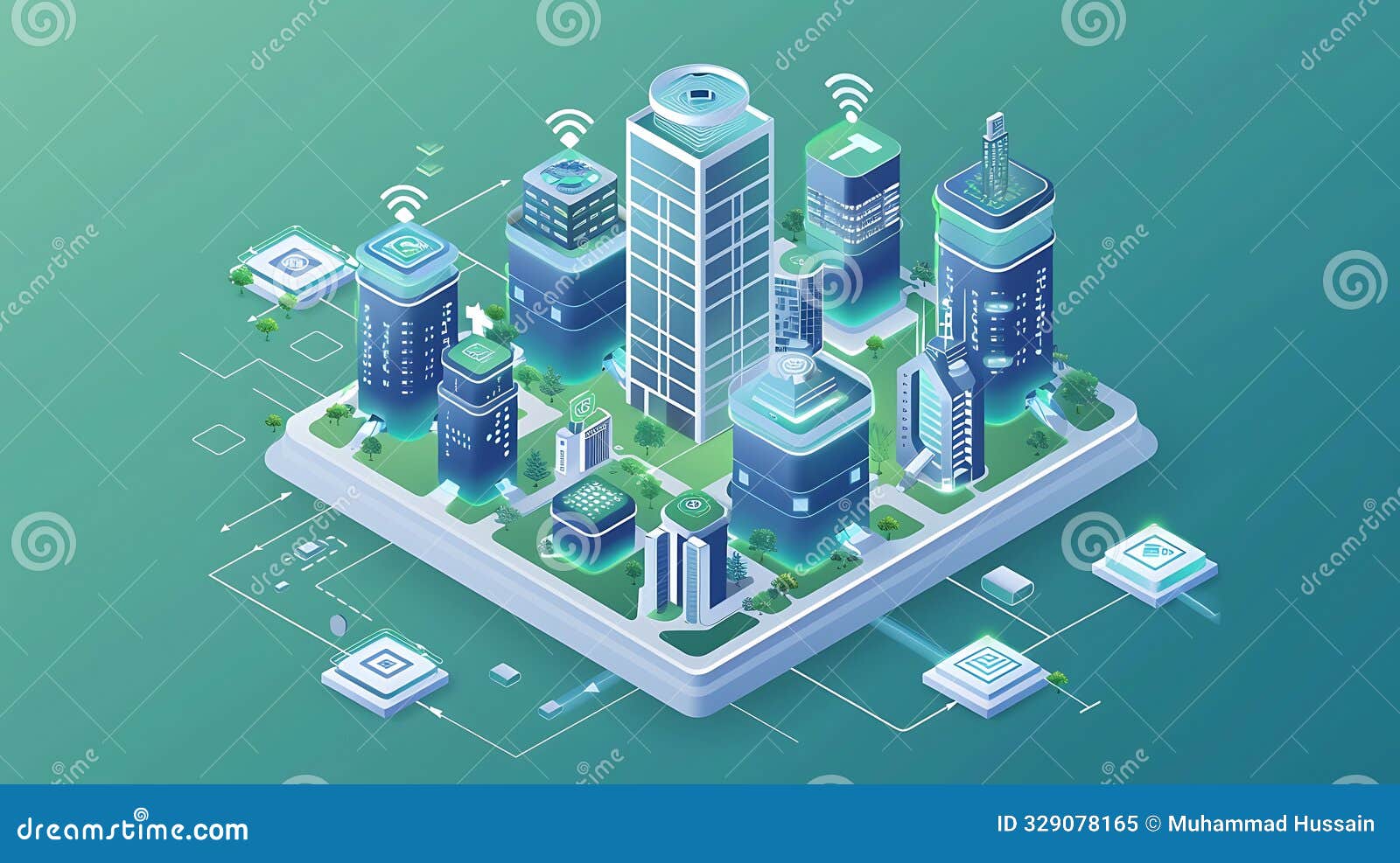 Isometric of a Smart City Skyscraper with Integrated Building ...