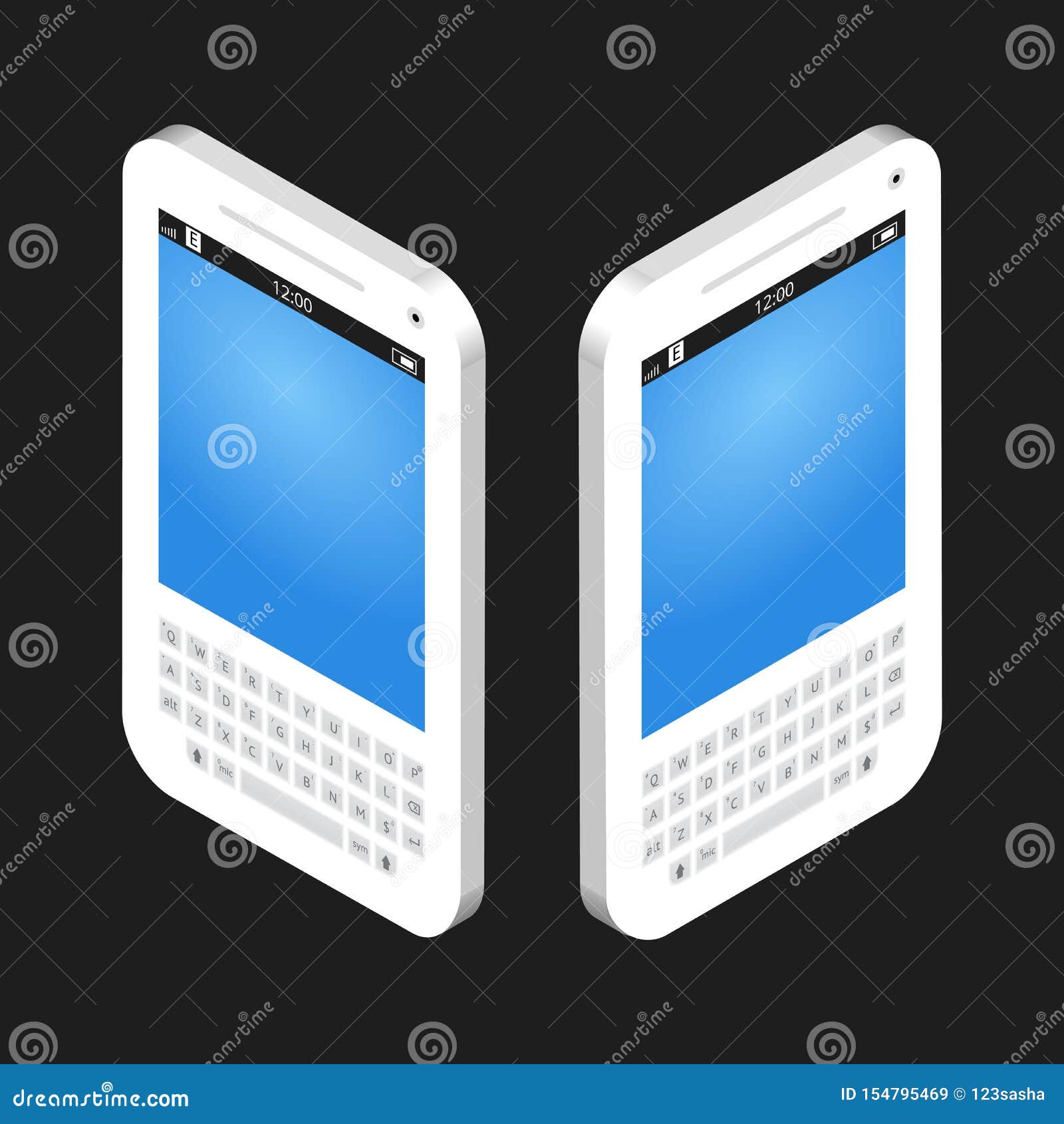 Isometric Vector Smartphone Set from Two Angles Stock Vector ...