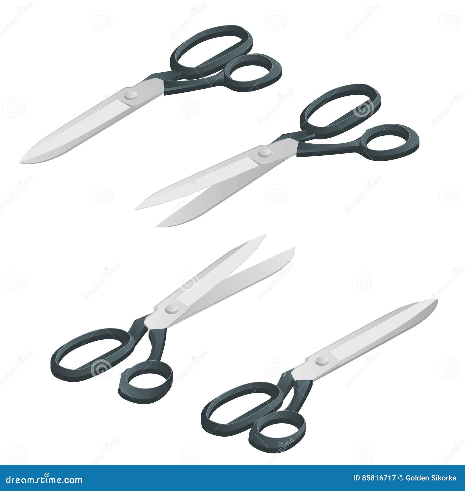 Isometric Vector Tailor Scissors Isolated on White. Scissors for ...