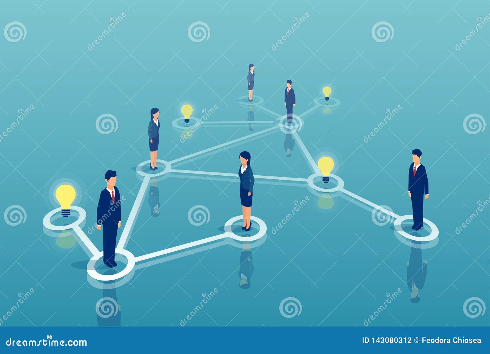 Isometric Vector Of A Team Of Business People Networking Sharing Ideas