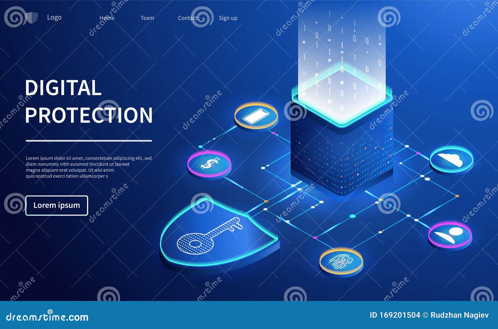 Isometric Vector Template of Digital Protection Stock Vector ...