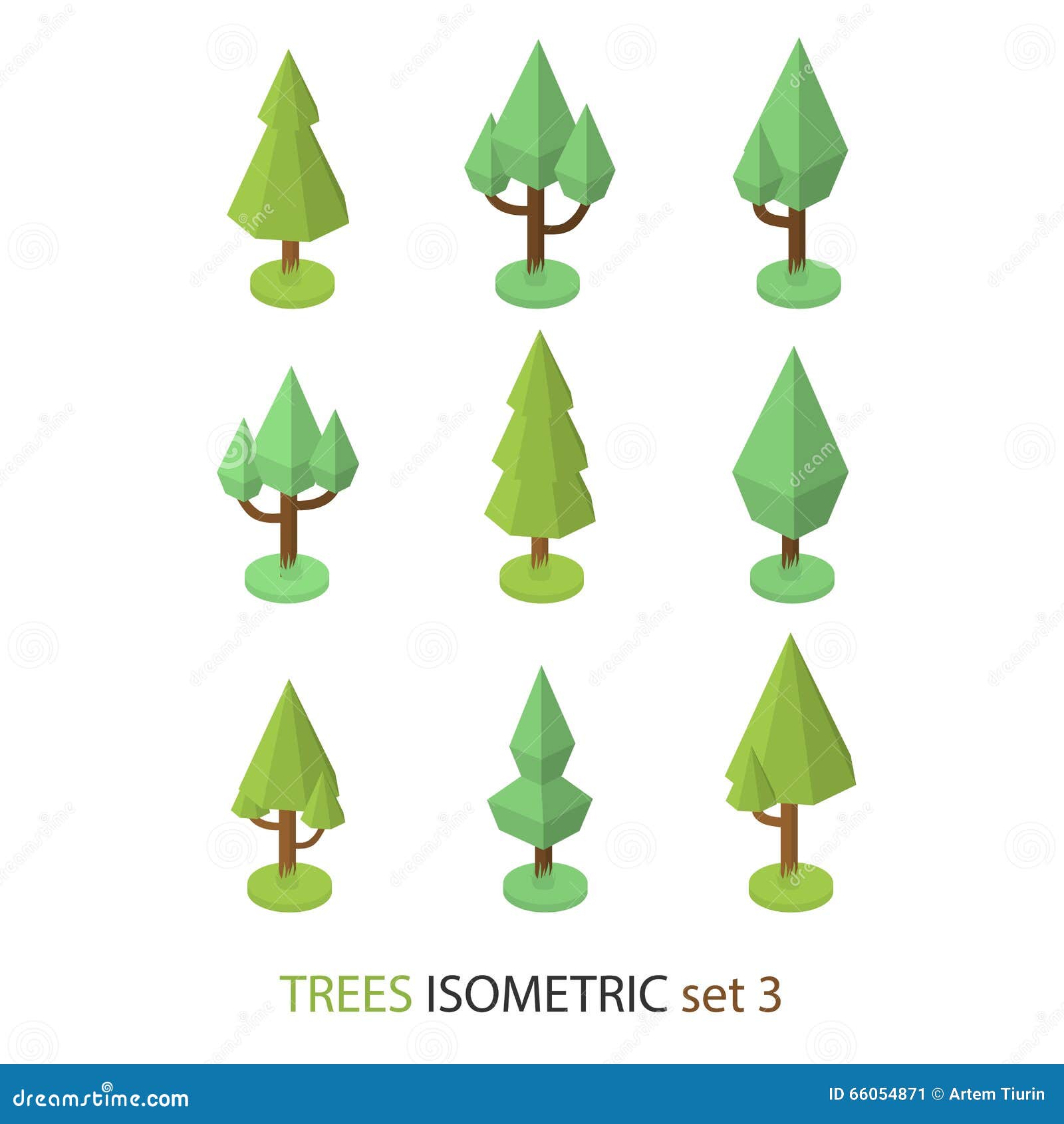 Isometric Vector Tree Set 3 Stock Vector - Illustration of nature, city ...