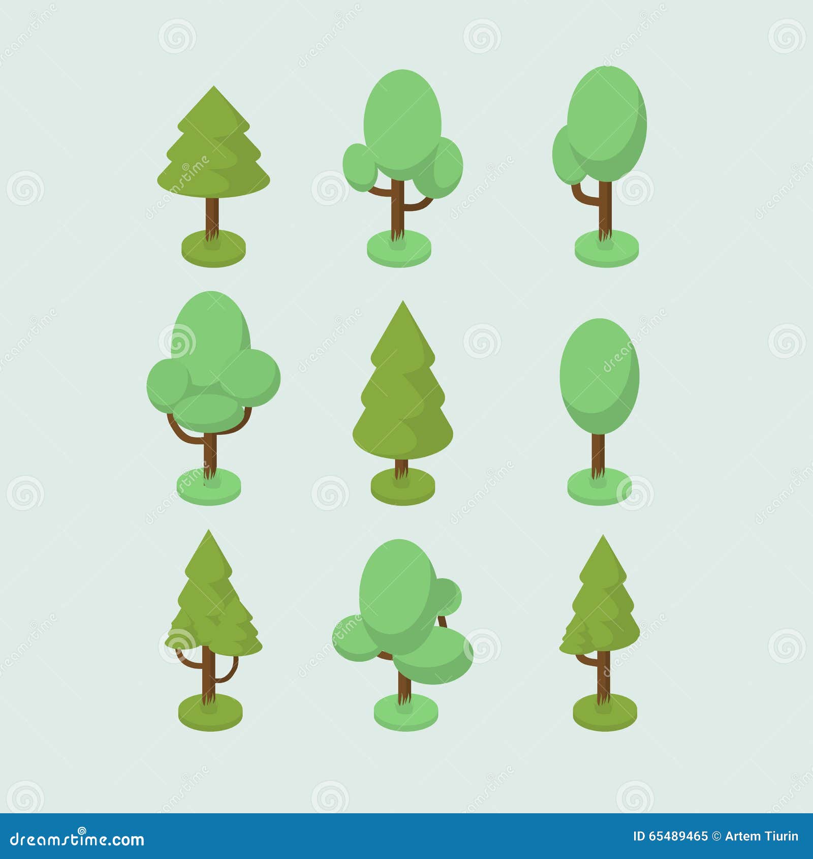 Isometric Vector Tree Set. Illustration Stock Vector - Illustration of ...