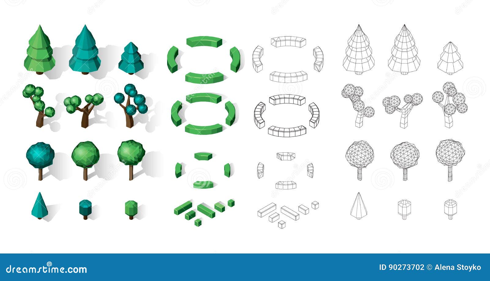 Isometric Vector Tree Set. Landscape Constructor Kit Stock Vector ...