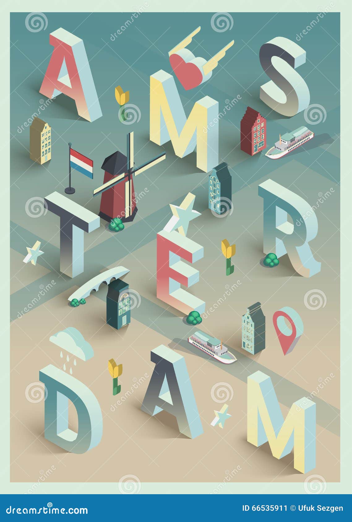 Amsterdam Map Poster. Decorative Design Street Map Of Amsterdam City ...