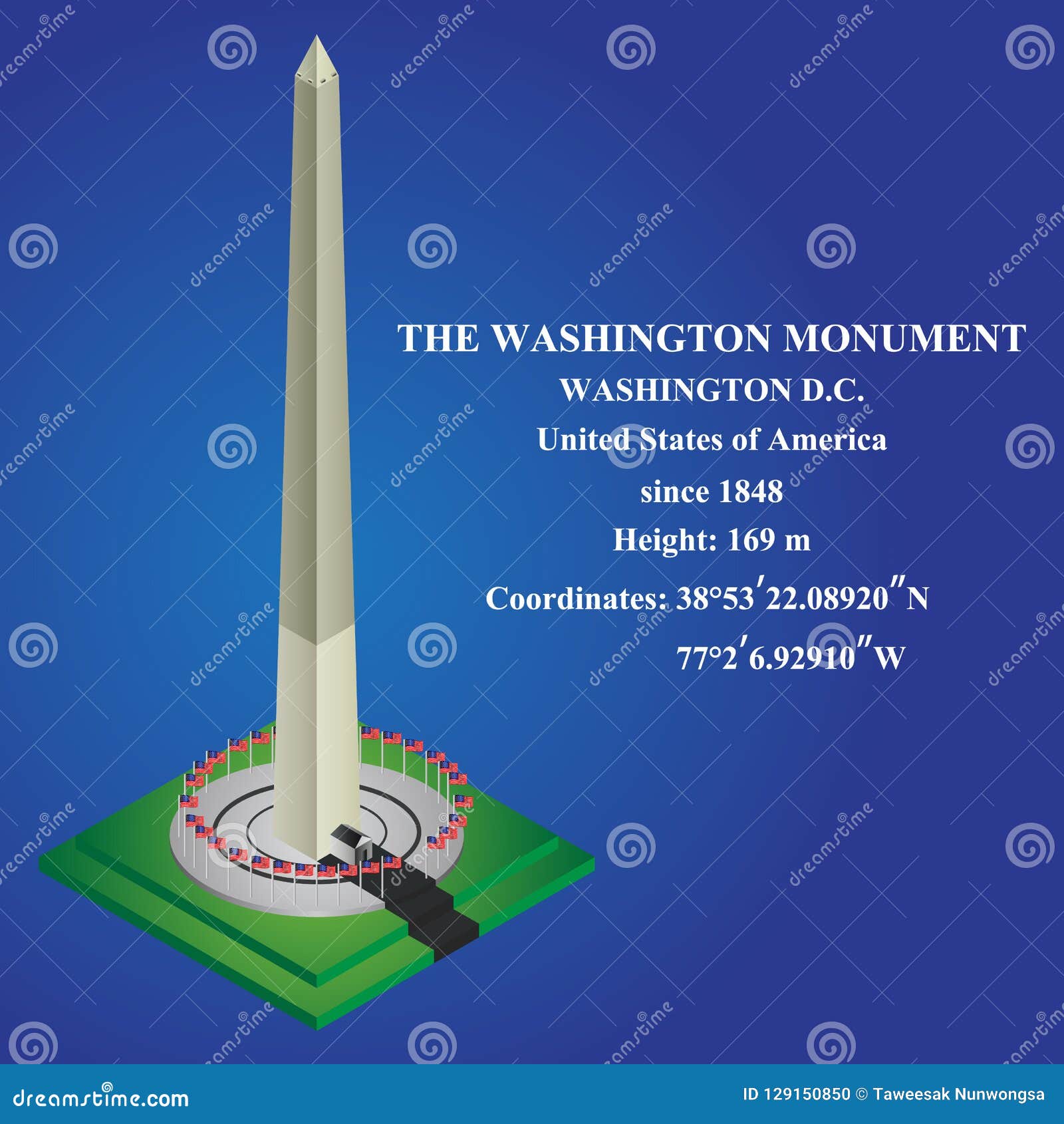 Isometric Vector of the Washington Monument. Vector Illustration Stock ...