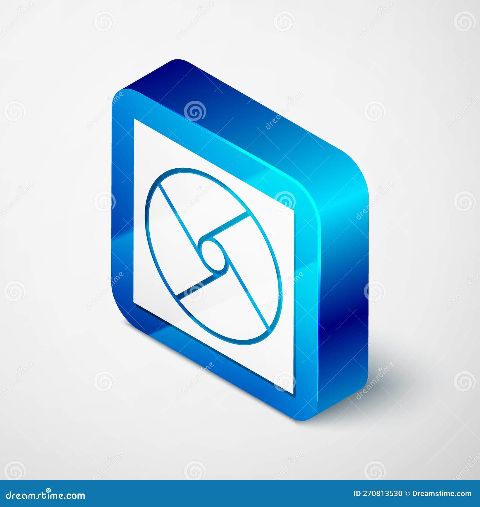 Isometric Ventilation Icon Isolated on Grey Background. Blue Square ...