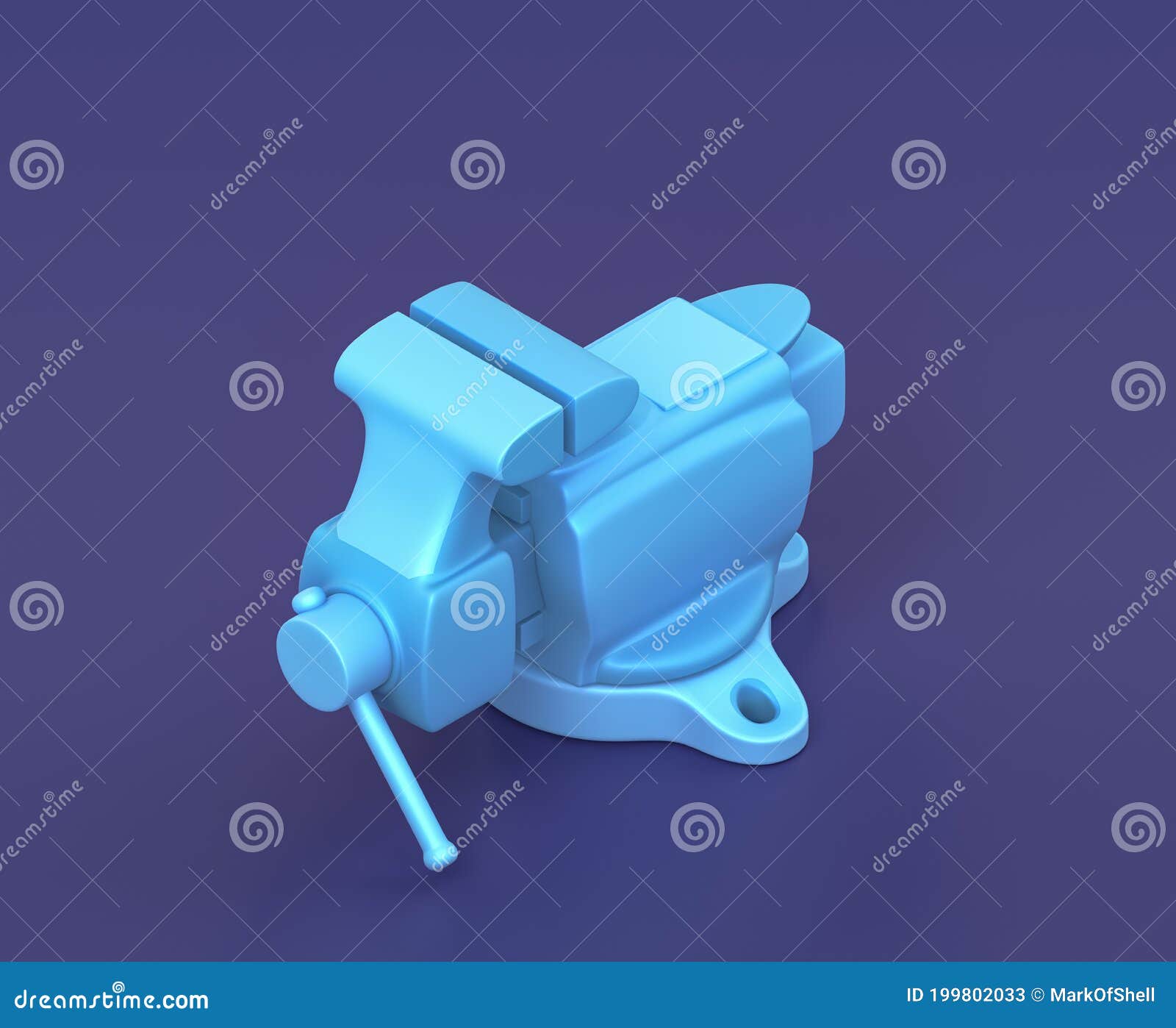 Isometric Vice on Blue Background, Single Color Workshop Tool, 3d ...