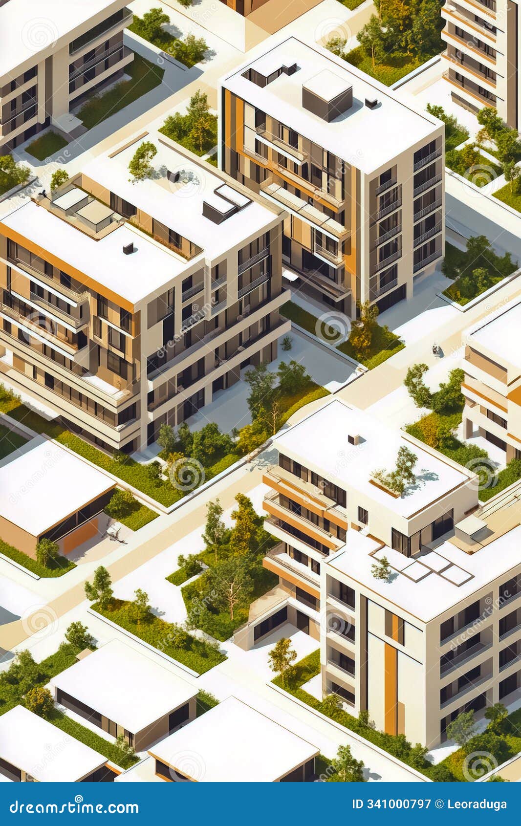 Isometric View of Apartment Buildings, Showcasing Multiple Structures ...