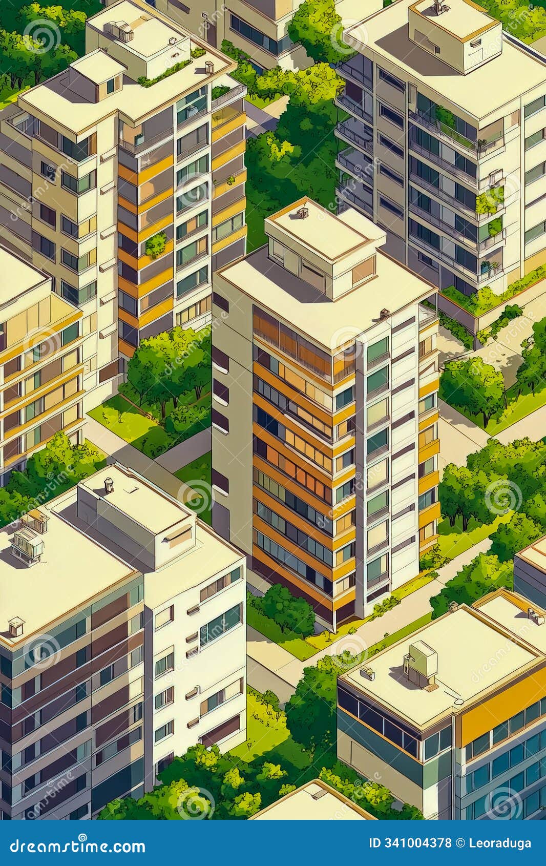 Isometric View of Apartment Buildings, Showcasing Multiple Structures ...
