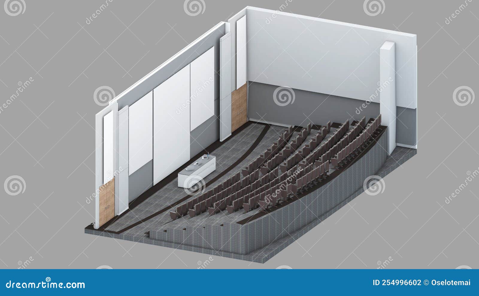 Isometric View of a Auditorium Room,public Space, 3d Rendering Stock ...