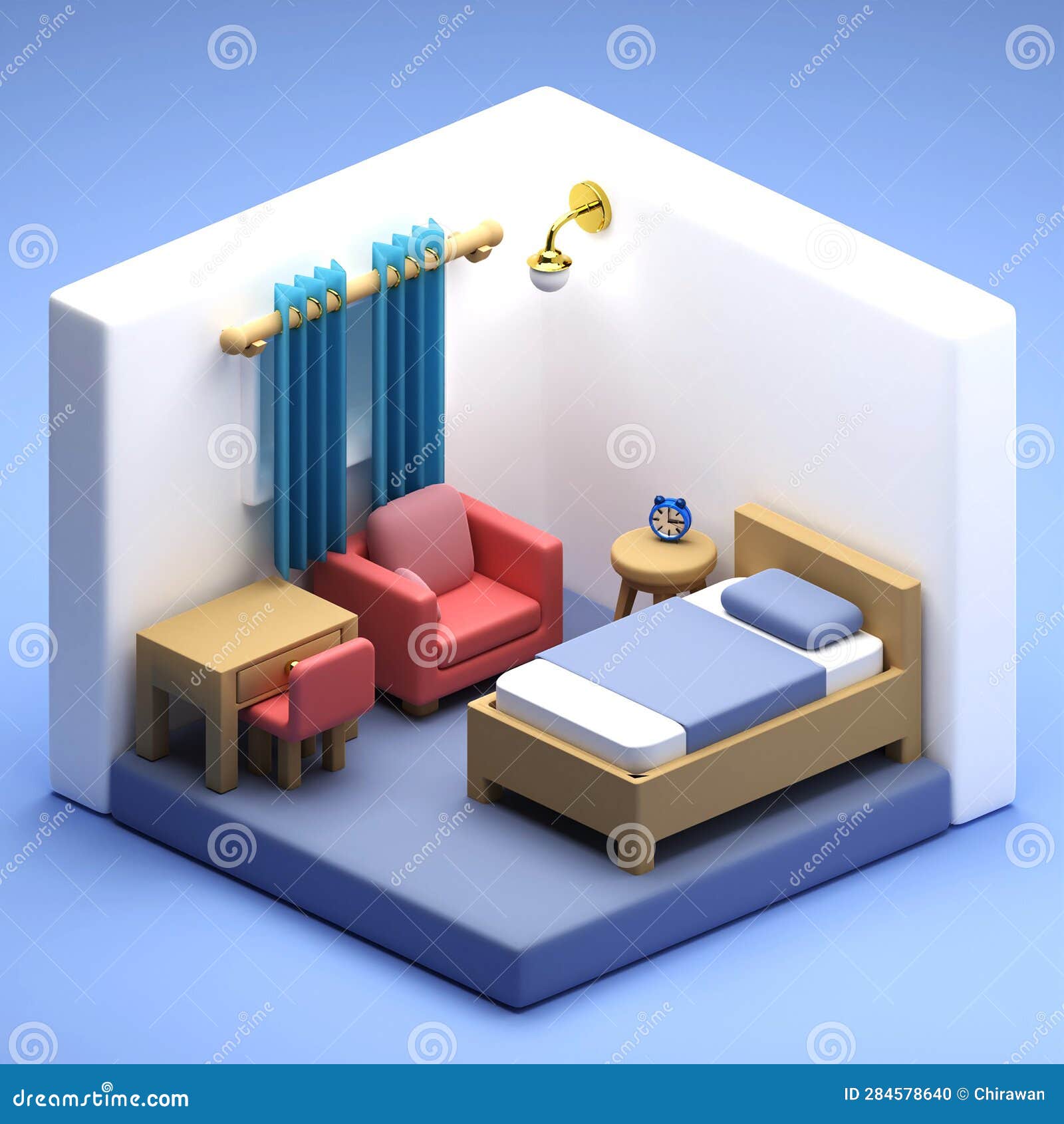 Isometric View Bedroom Open Inside Interior Architecture Stock ...