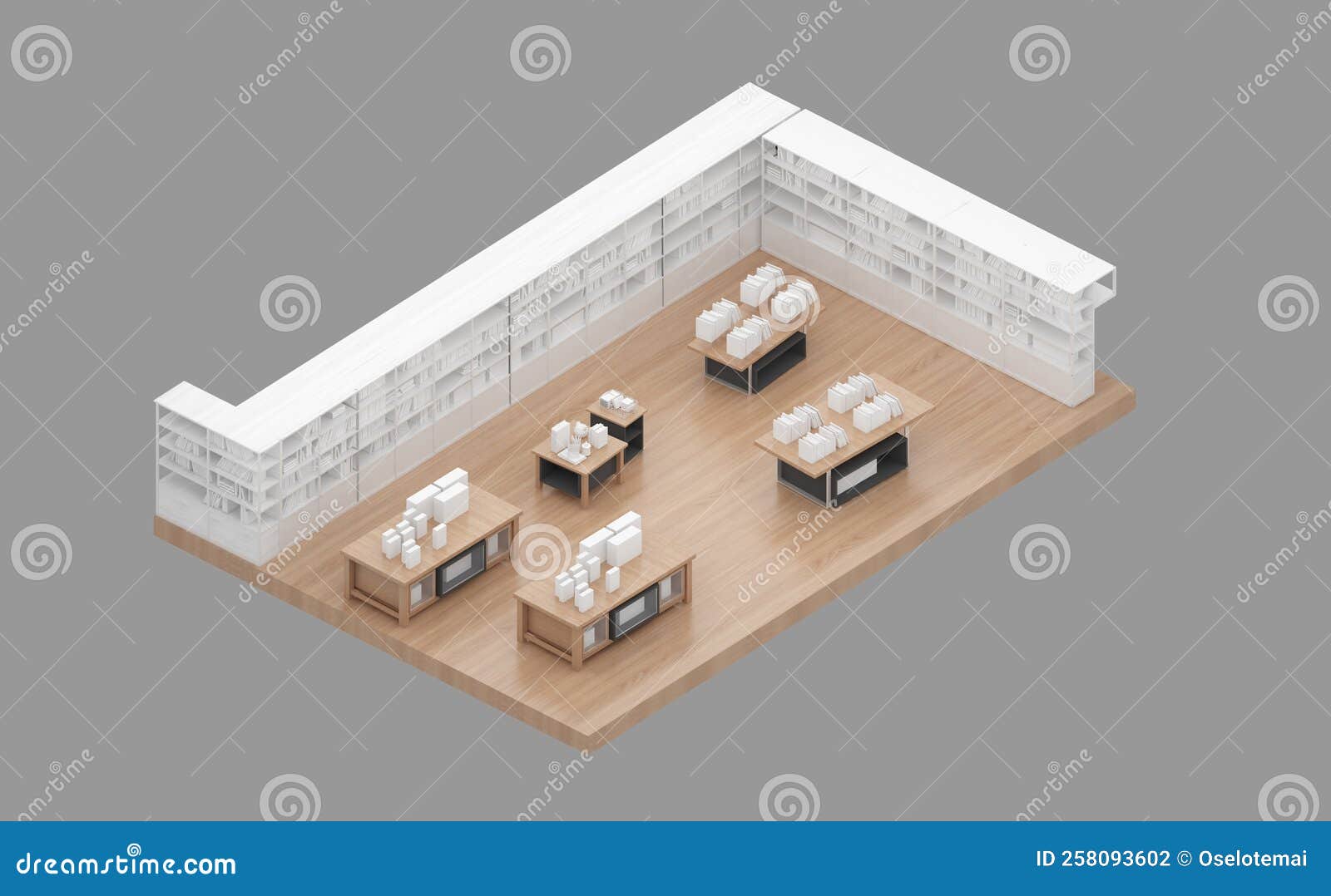 Isometric View of Book Store,shopping Malls, 3d Rendering Stock ...