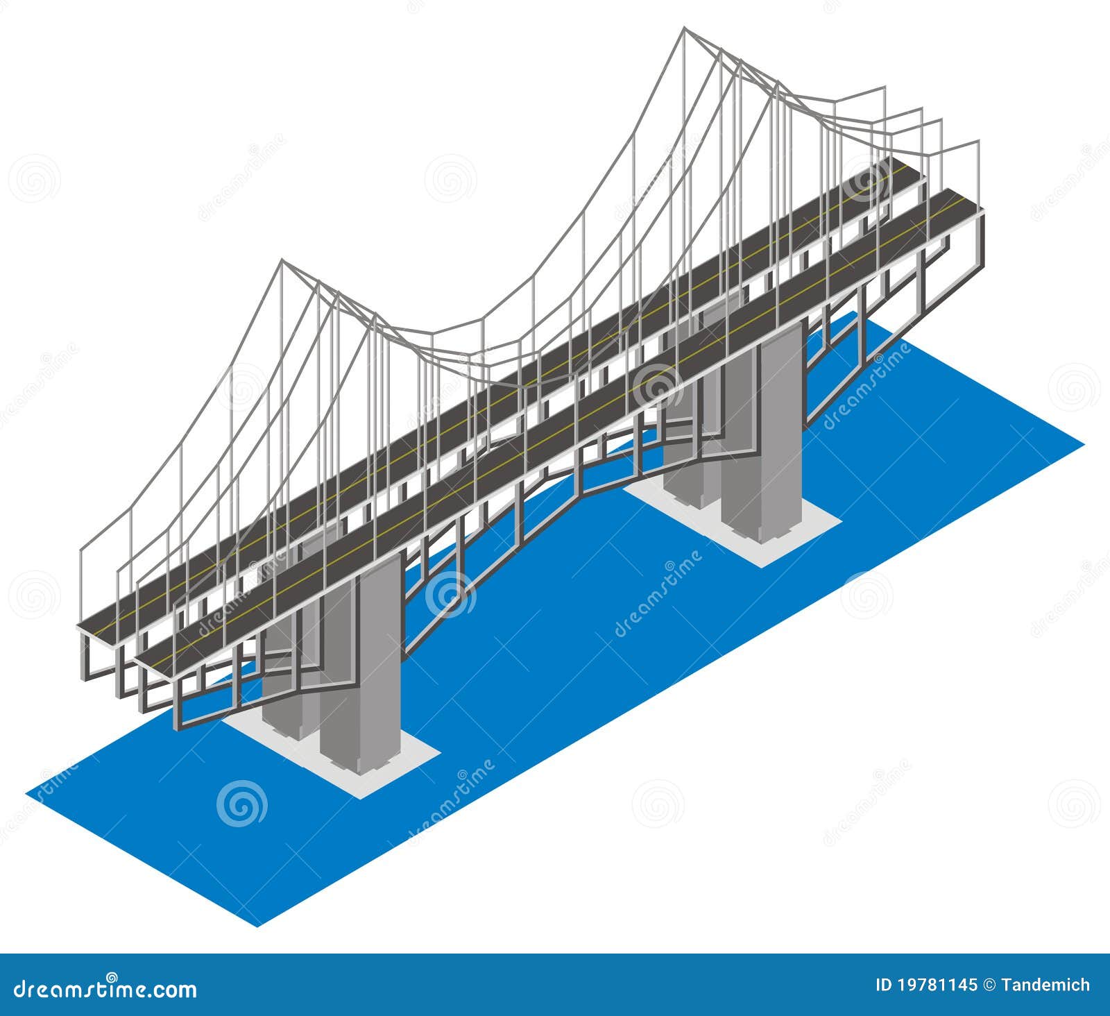 Isometric View of the Bridge Stock Illustration - Illustration of ...