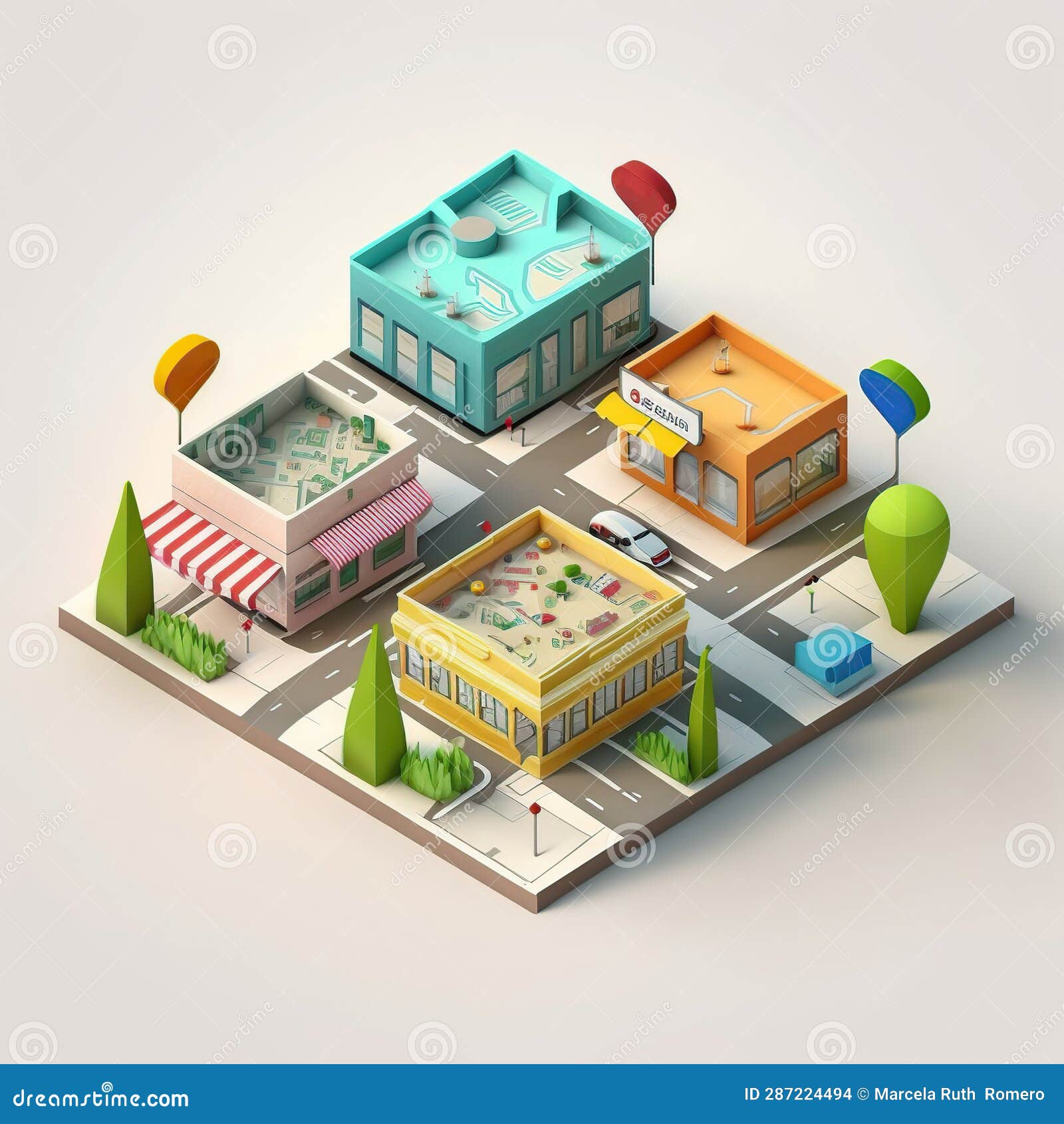 Isometric View of City Map. AI Generated Stock Illustration ...
