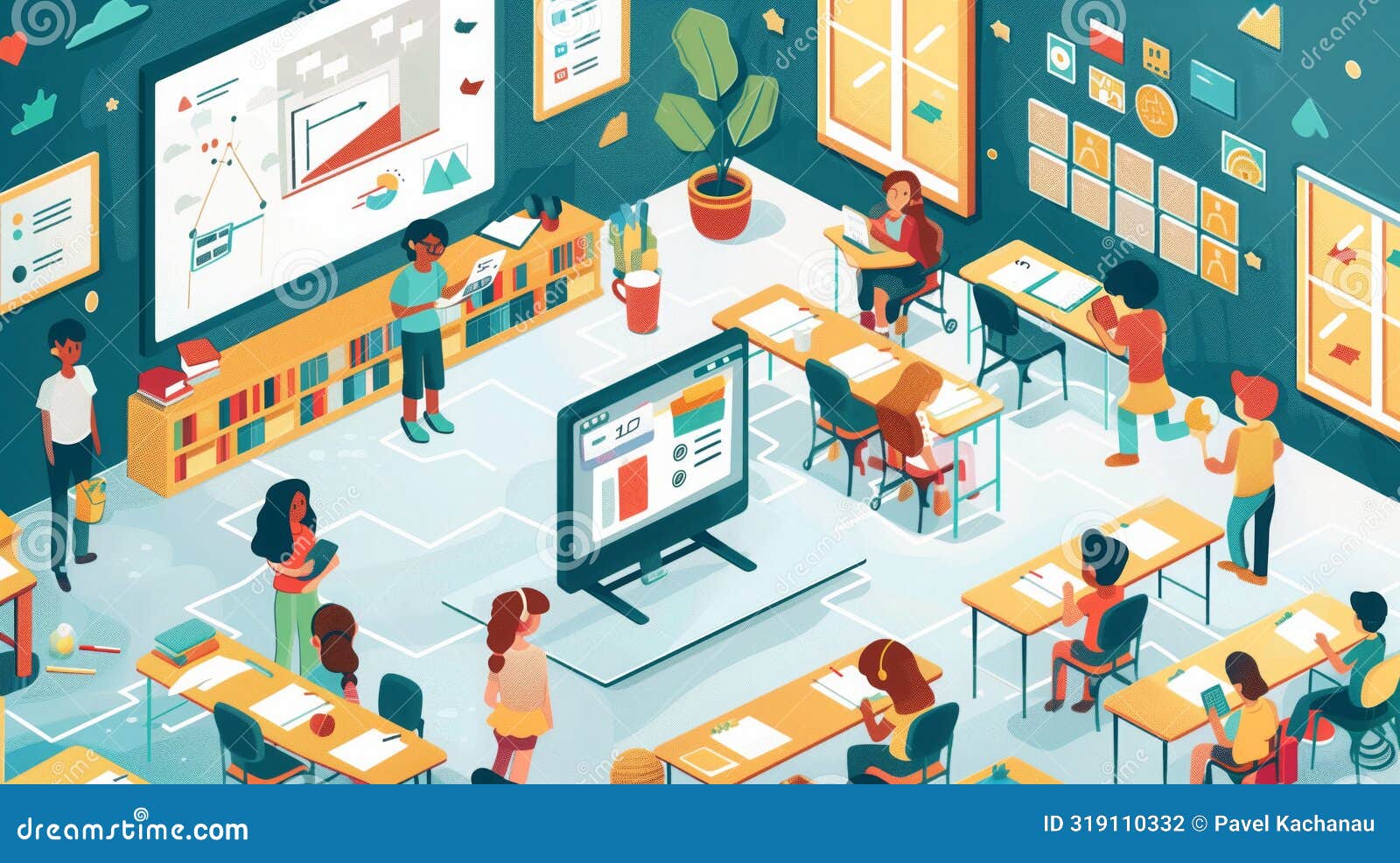 An Isometric View of a Classroom Setting with Individuals Seated at ... An Isometric View of a Classroom Setting with Individuals Seated at ...