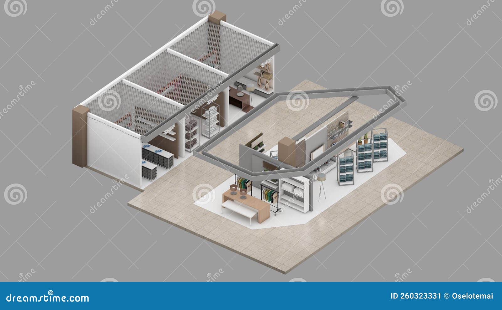 Isometric View of a Clothing Store,shopping Malls, 3d Rendering Stock ...