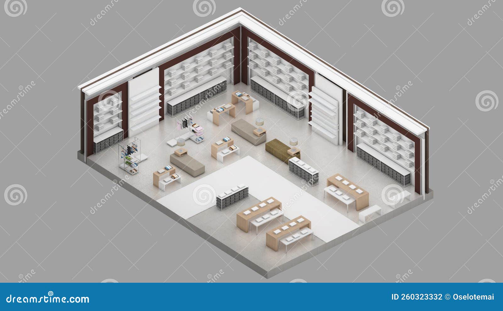 Isometric View of a Clothing Store,shopping Malls, 3d Rendering Stock ...