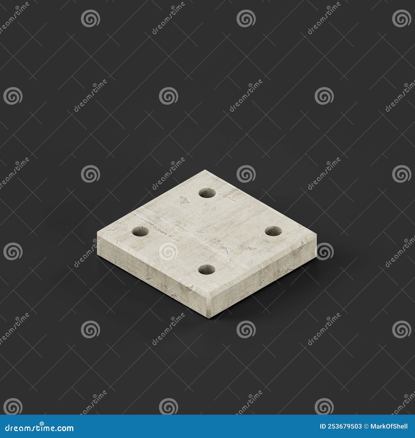 Isometric View Concrete Tile Single Piece, 3d Rendering Stock ...