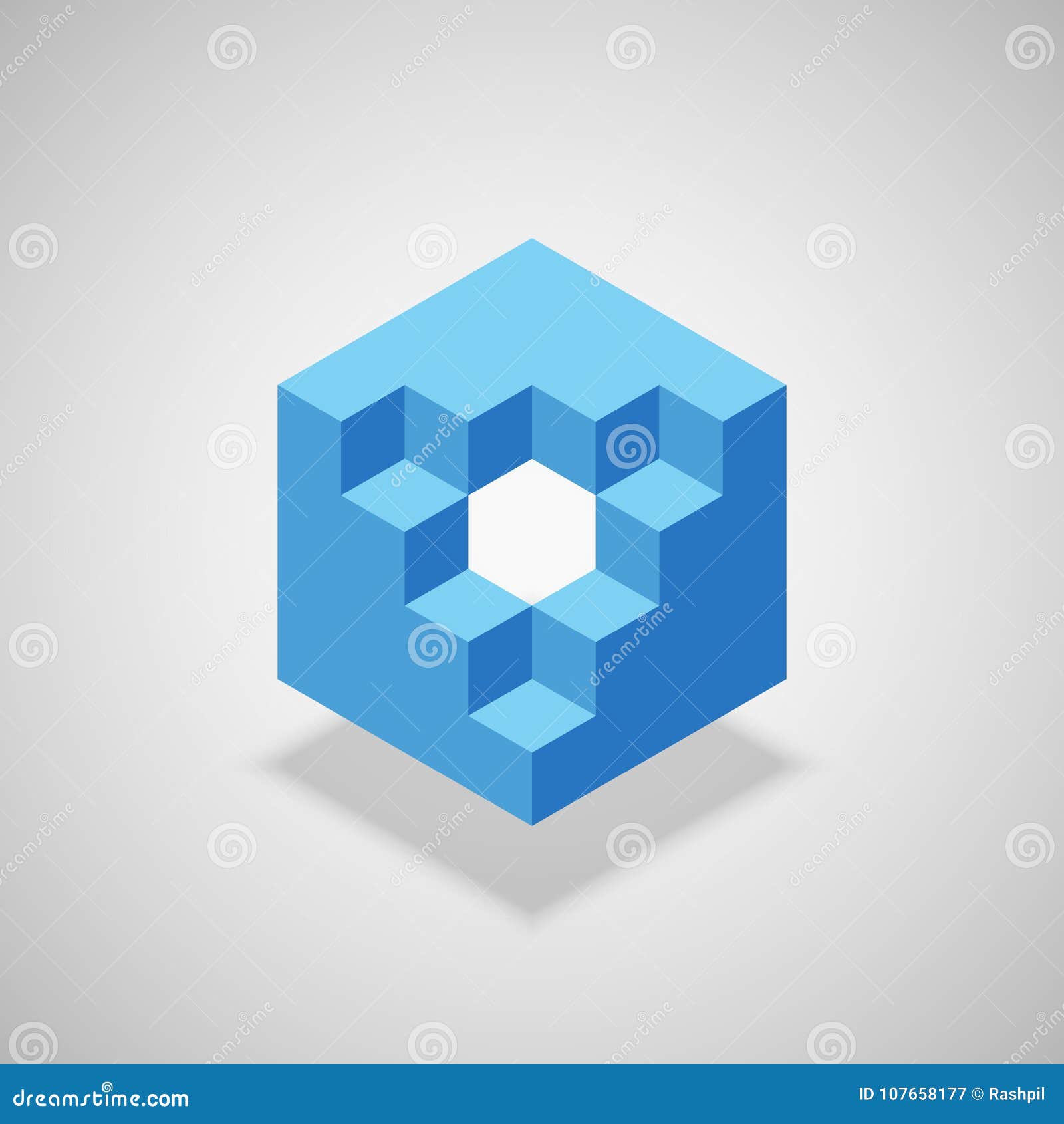 Isometric View of Cube with Missing Parts Stock Illustration ...