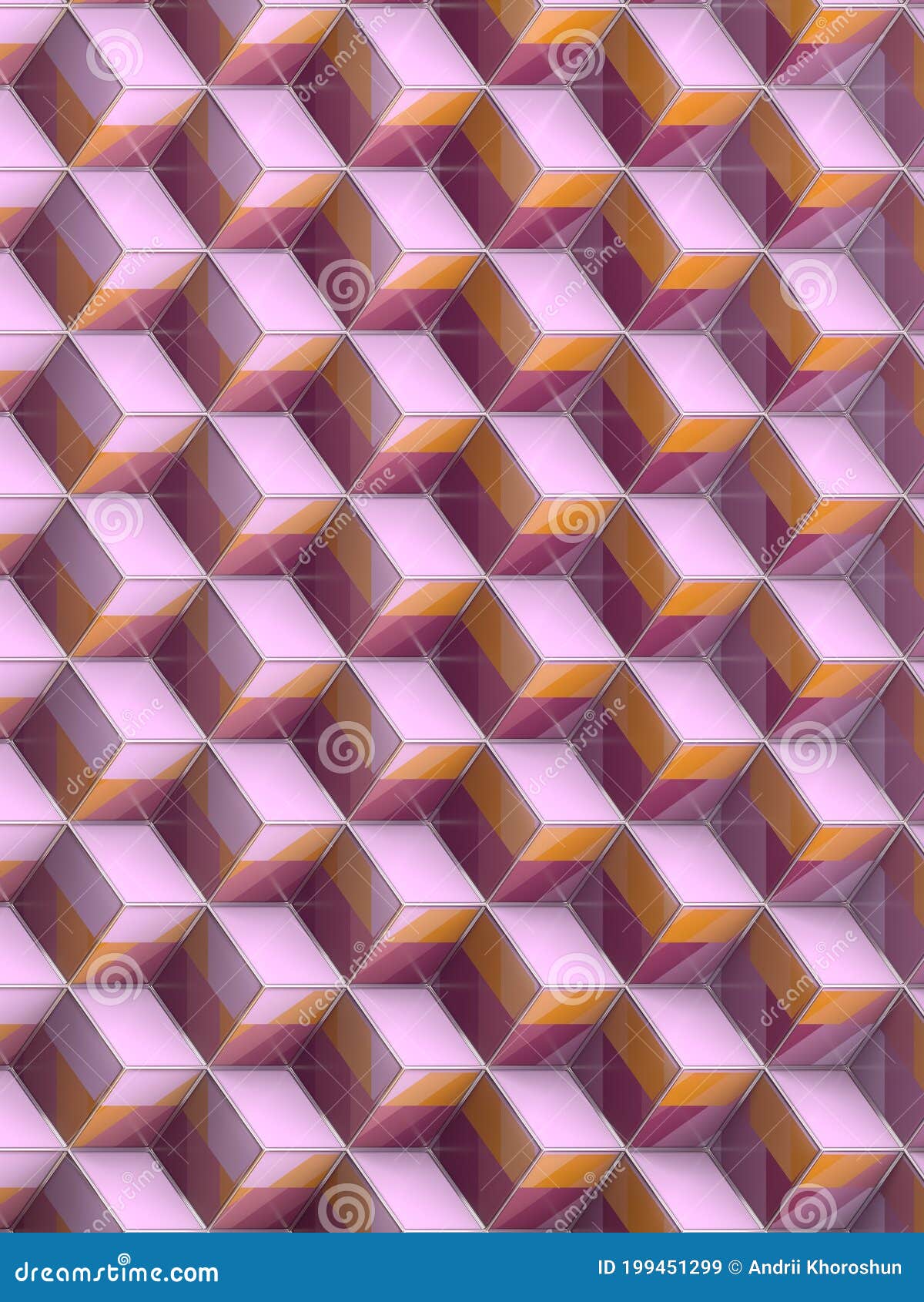 Isometric View of Cubes with a Multicolored Pattern in a Silver Wire 3d ...