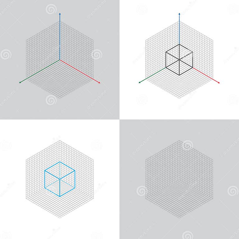 Isometric View, 3d Coordinates Axis Stock Vector - Illustration of ...