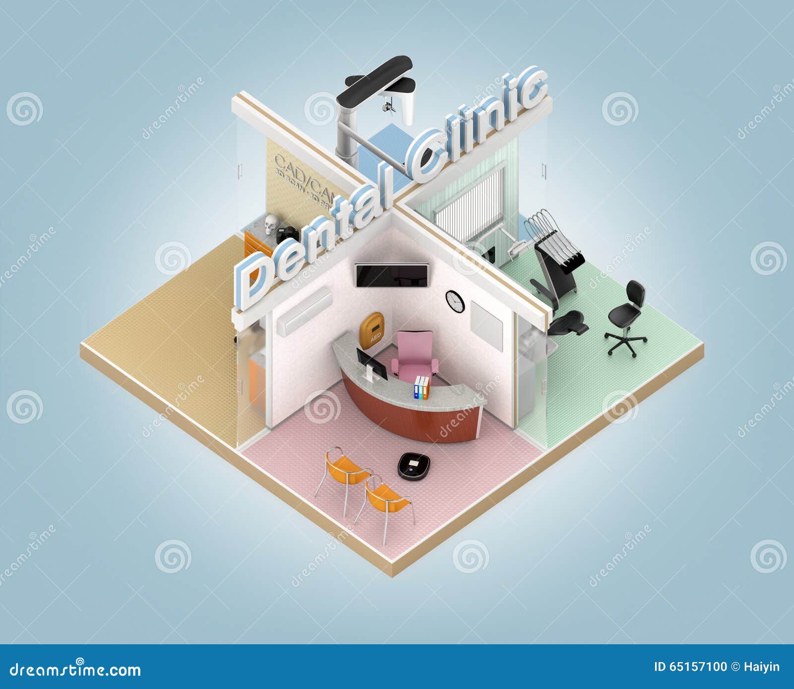 Isometric View of Dental Clinic Interior Stock Illustration ...