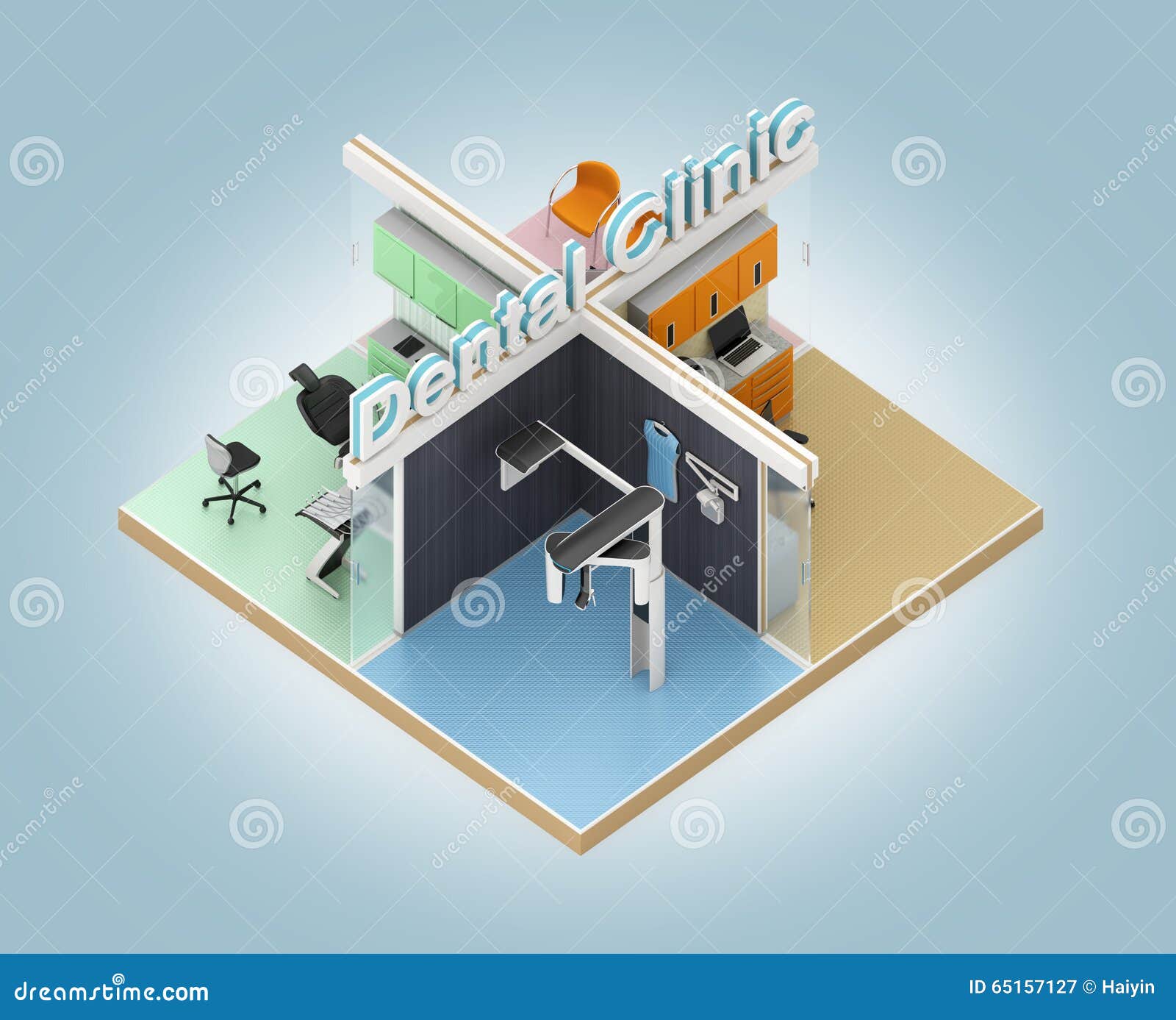 Isometric View of Dental Clinic Model with CAD/CAM Devices Stock ...