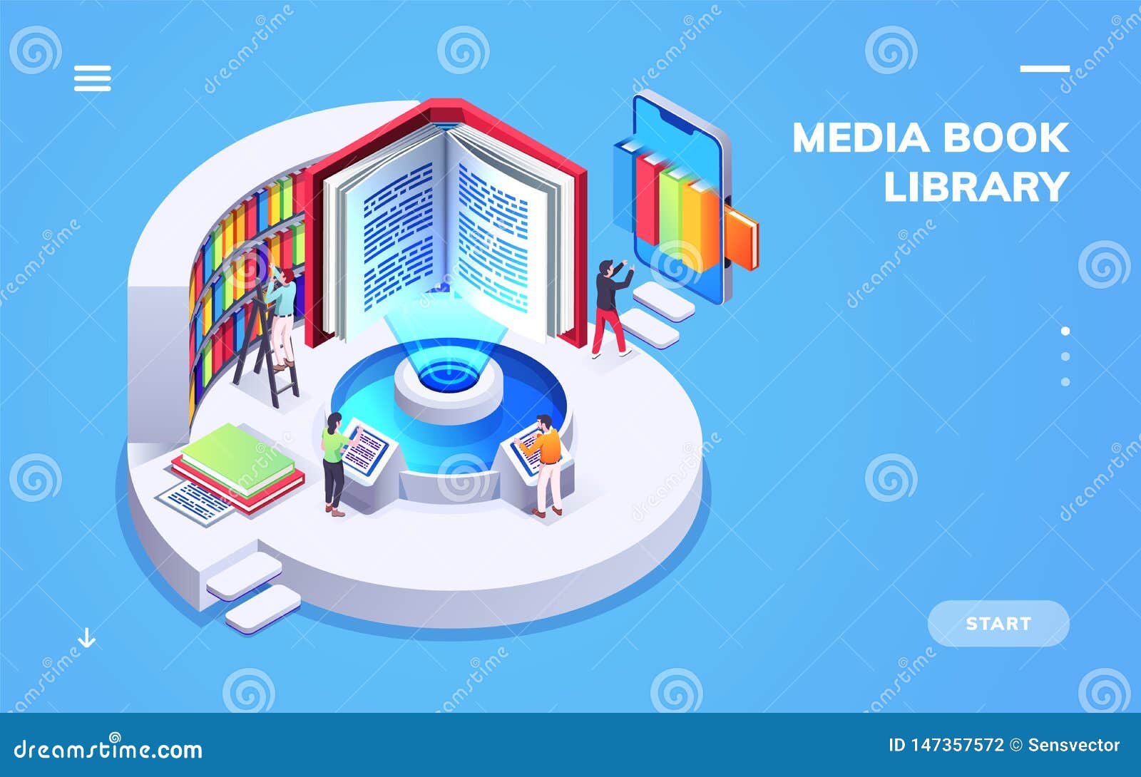 Isometric View on Digital School or University Library Stock Vector ...