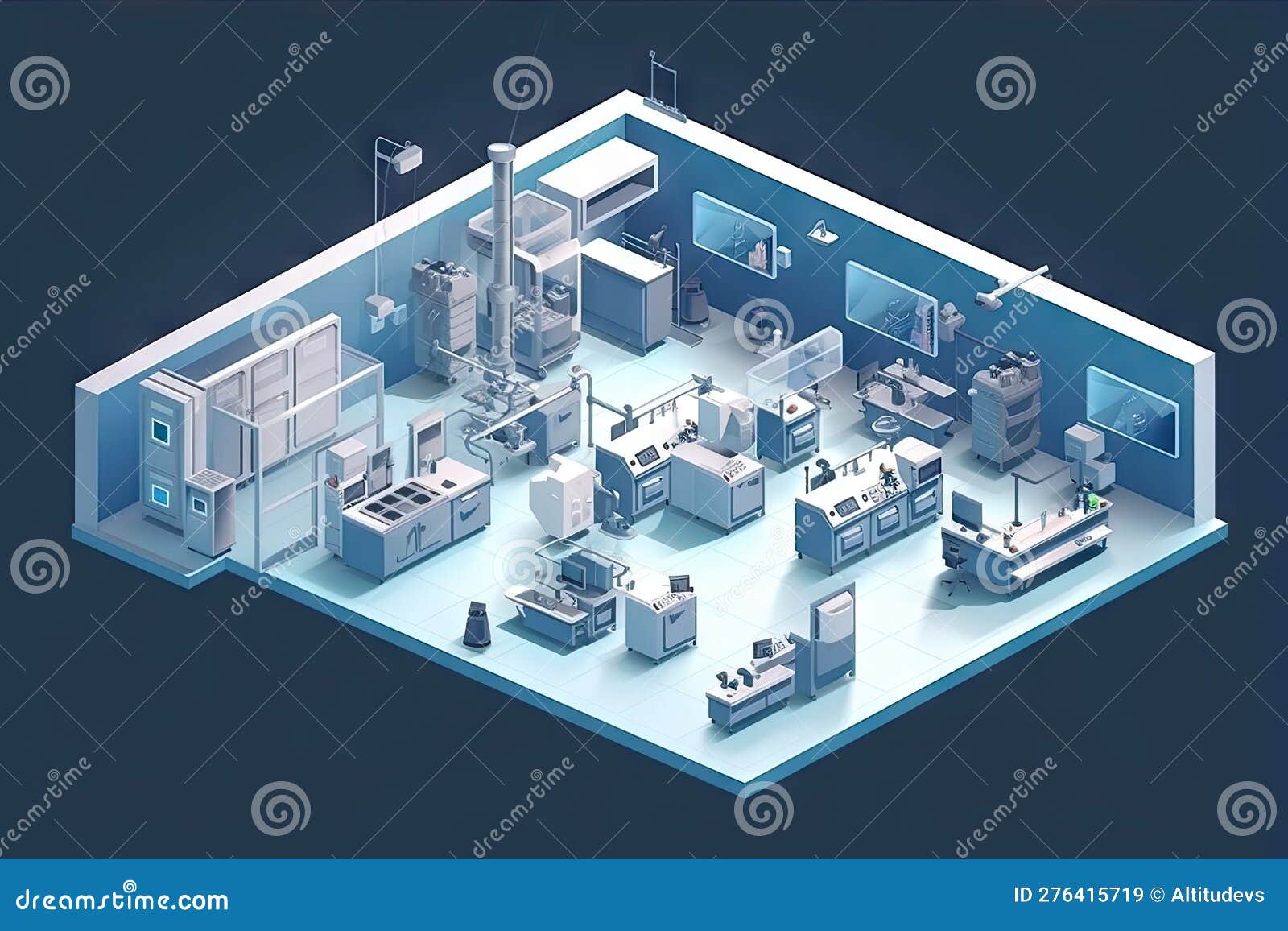 Isometric View of Futuristic Laboratory, with High-tech Equipment and ...