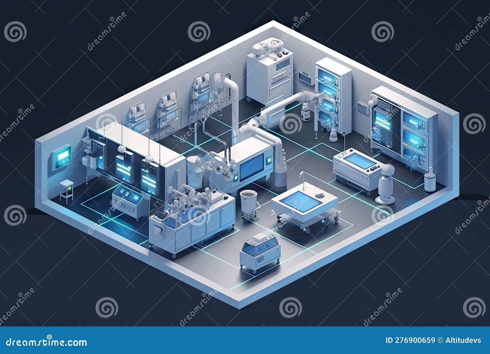 Isometric View of Futuristic Laboratory, with High-tech Equipment and ...