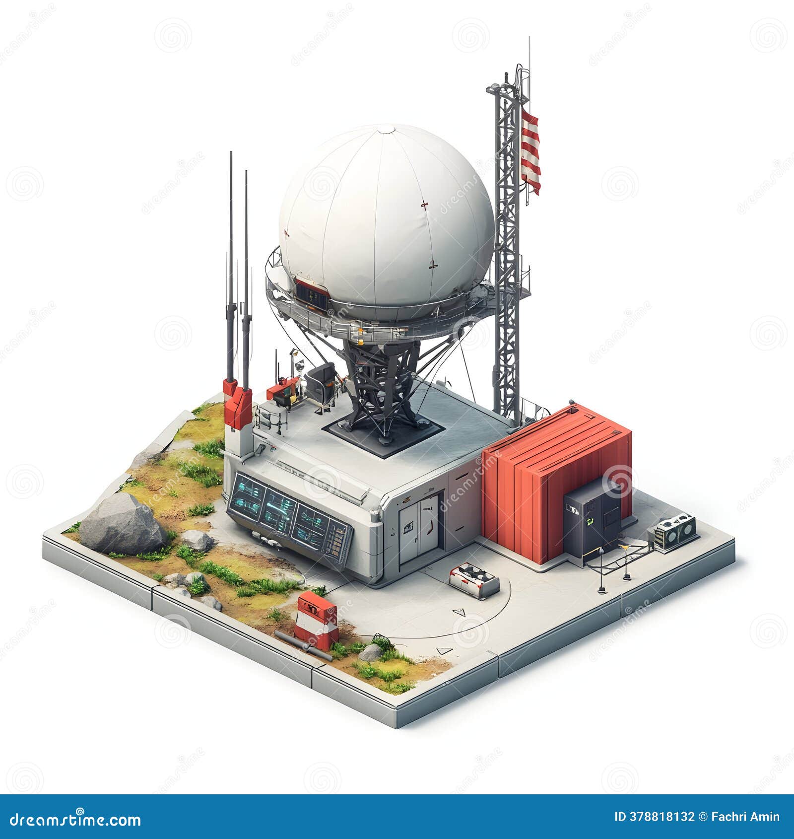 Radar Station In Trendy Flat Design Isolated Vector | CartoonDealer.com ...