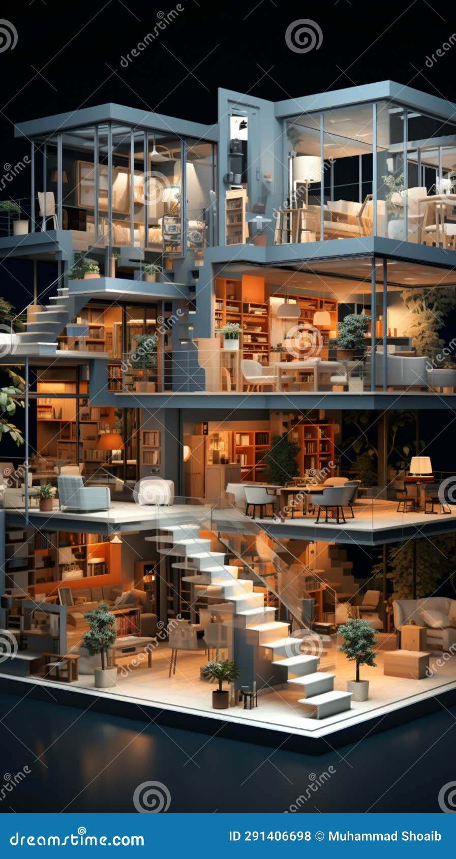 An Isometric View from Inside a Building, Featuring Square Bottomed ...