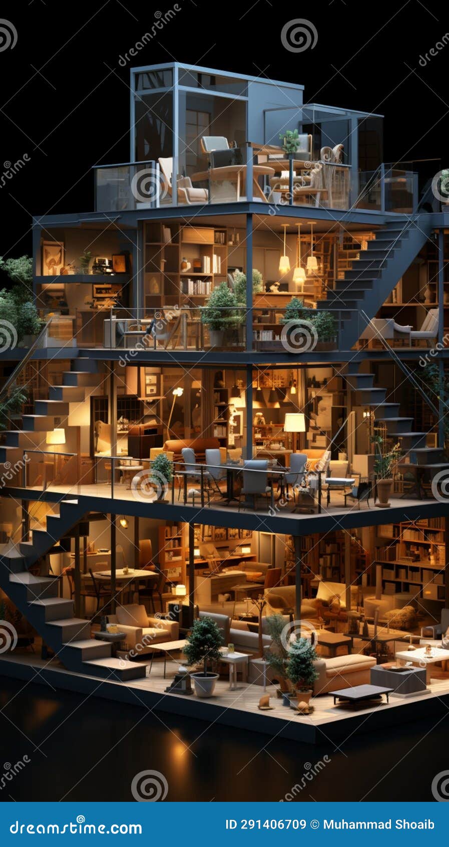 An Isometric View from Inside a Building, Featuring Square Bottomed ...