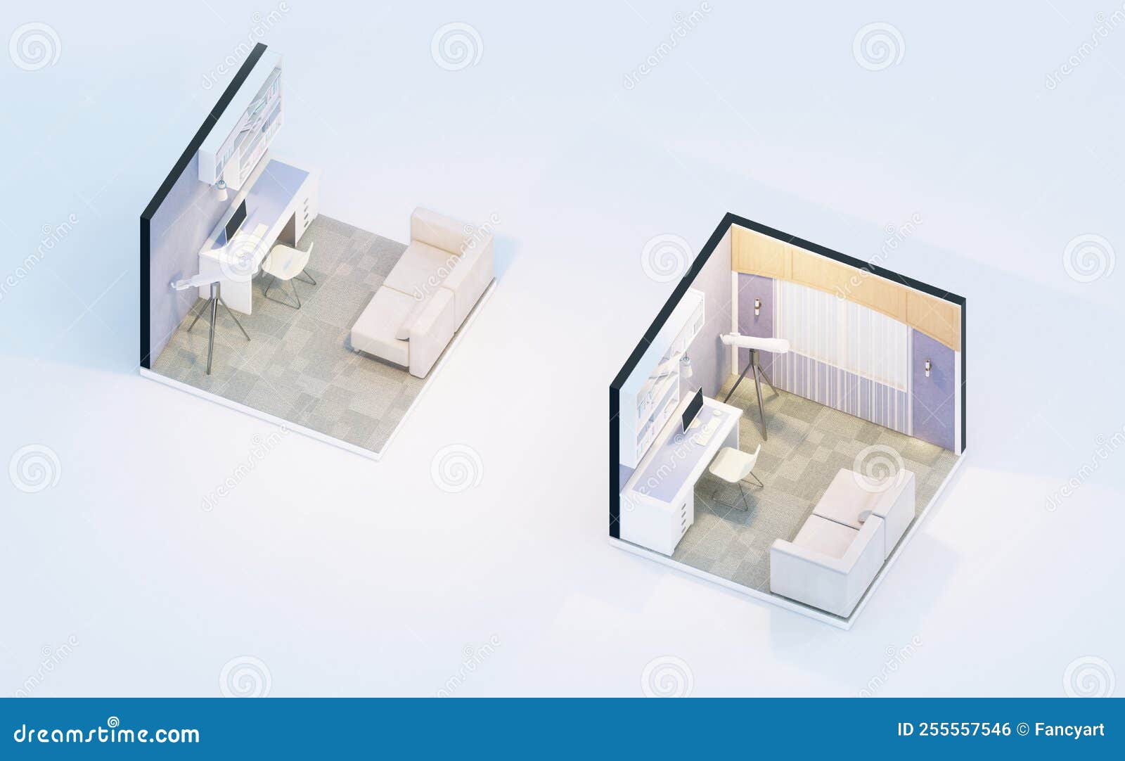 Isometric View of a Interior Design of Study Room Orthographic View ...